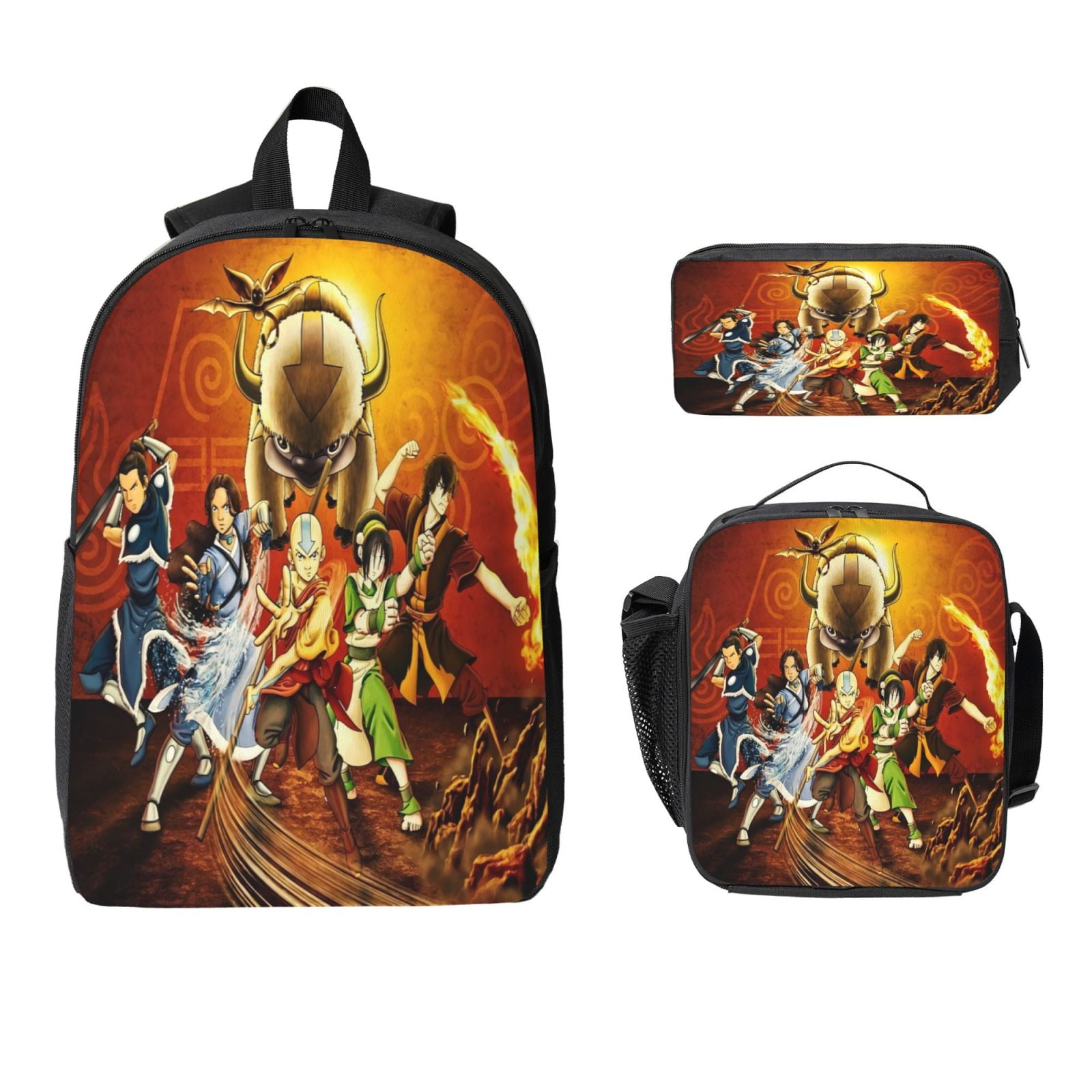 Avatar The Last Airbender 3-Piece Backpack Set - 17inch Casual Daypack ...