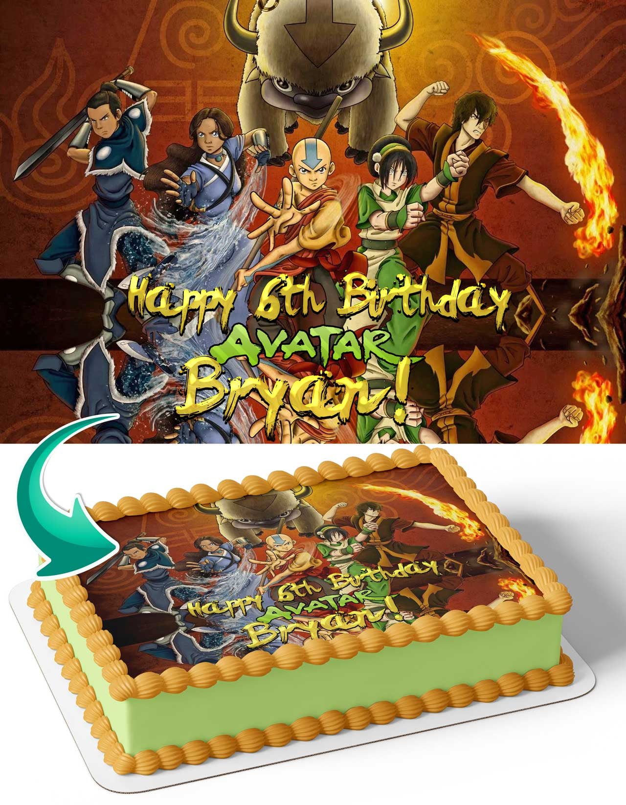 Avatar The Last Airbender AV Edible Image Cake Topper Personalized ...