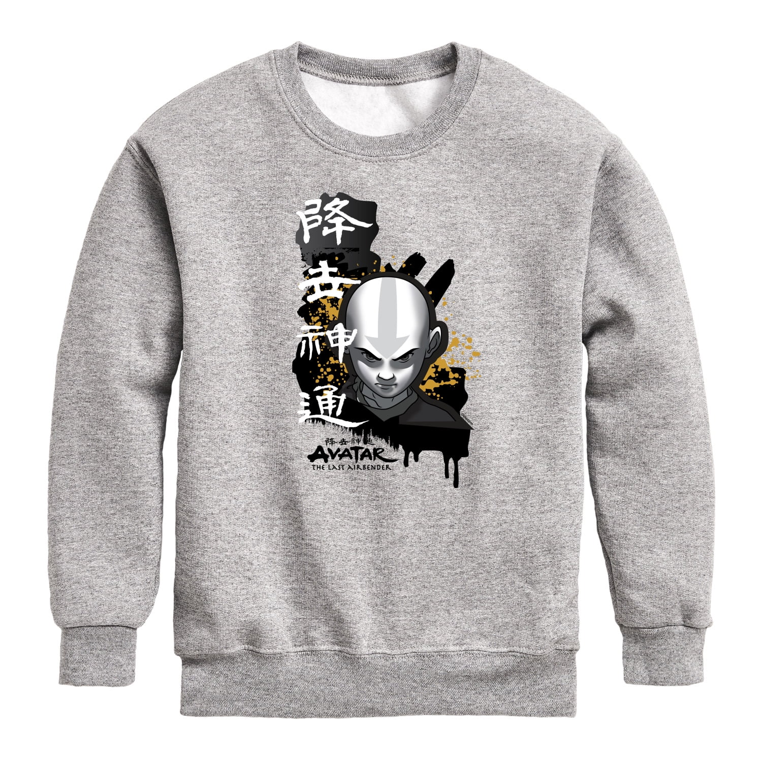 Avatar: The Last Airbender - Aang Ink Splatter - Youth Crewneck Fleece ...