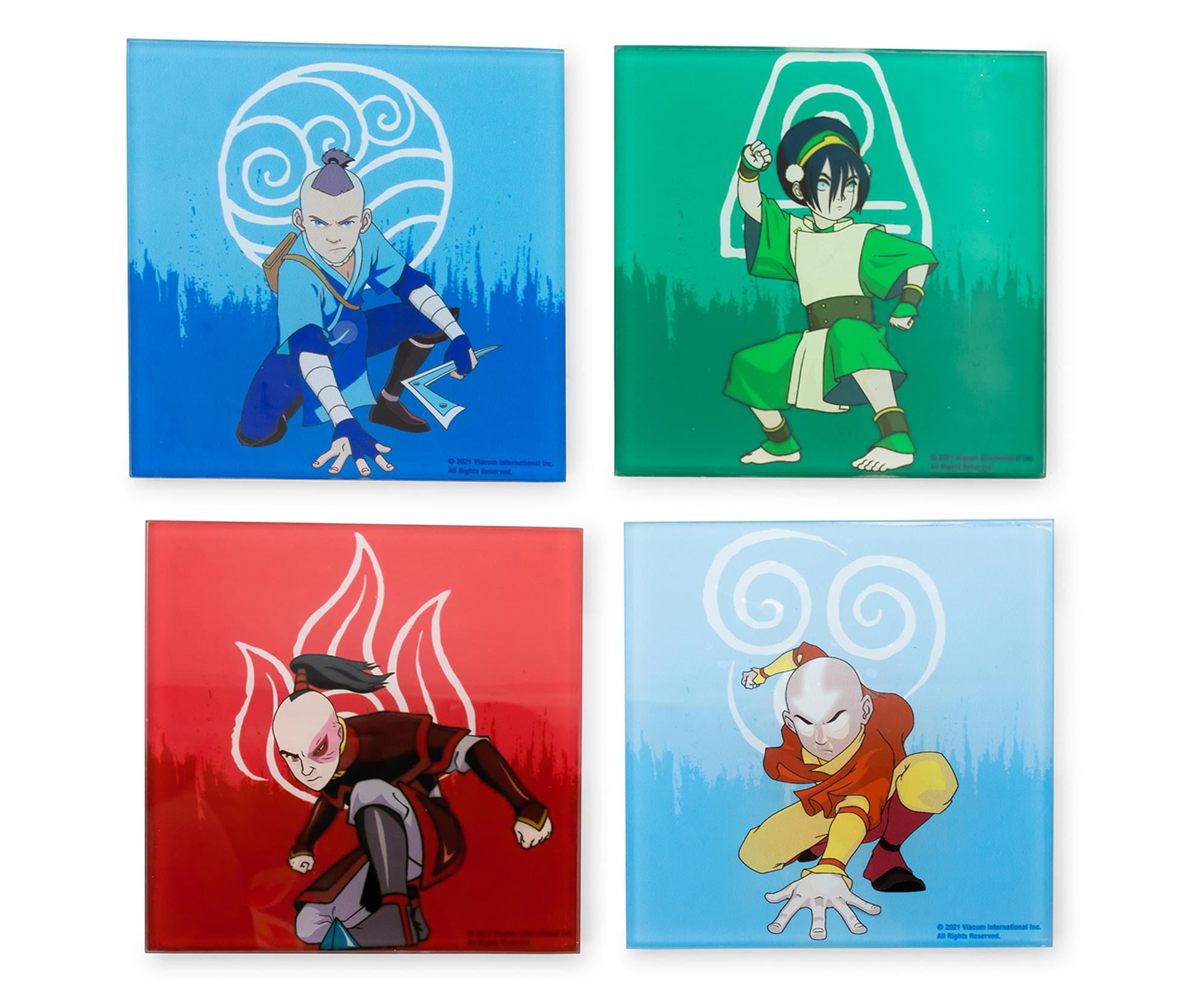 Avatar: The Last Airbender Characters Glass Coasters | Set of 4 ...