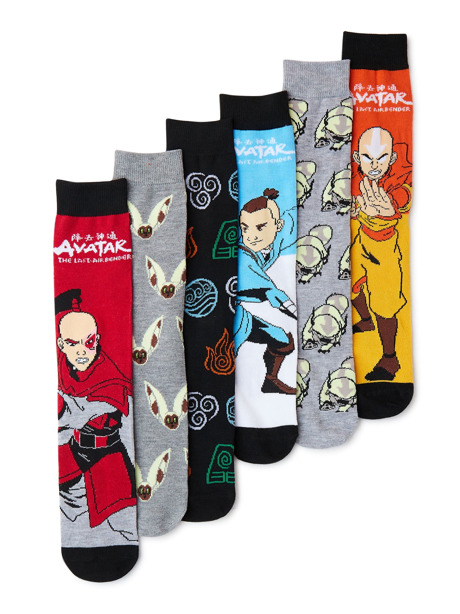 Avatar The Last Airbender Crew Men’s Socks, 6-Pack - Walmart.com