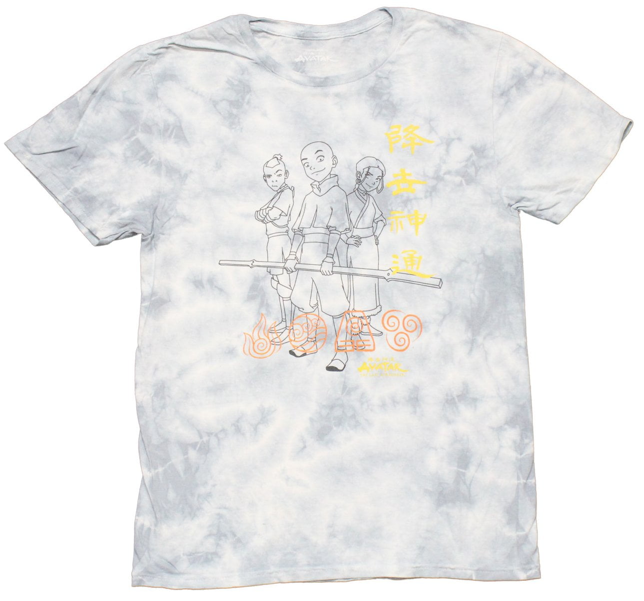 Avatar The Last Airbender - Trio Outline over Elements Symbols Tie Dye ...