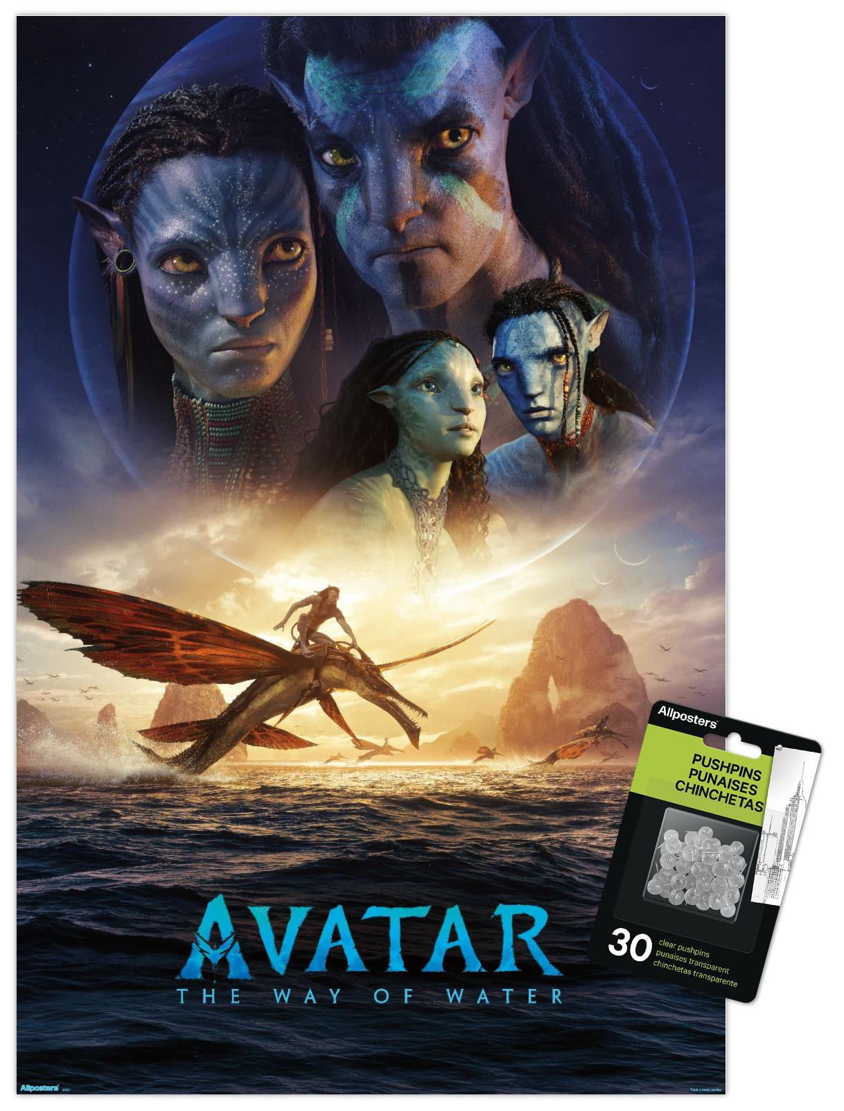 Avatar: The Way Of Water (2022) - One Sheet Wall Poster with Push Pins ...