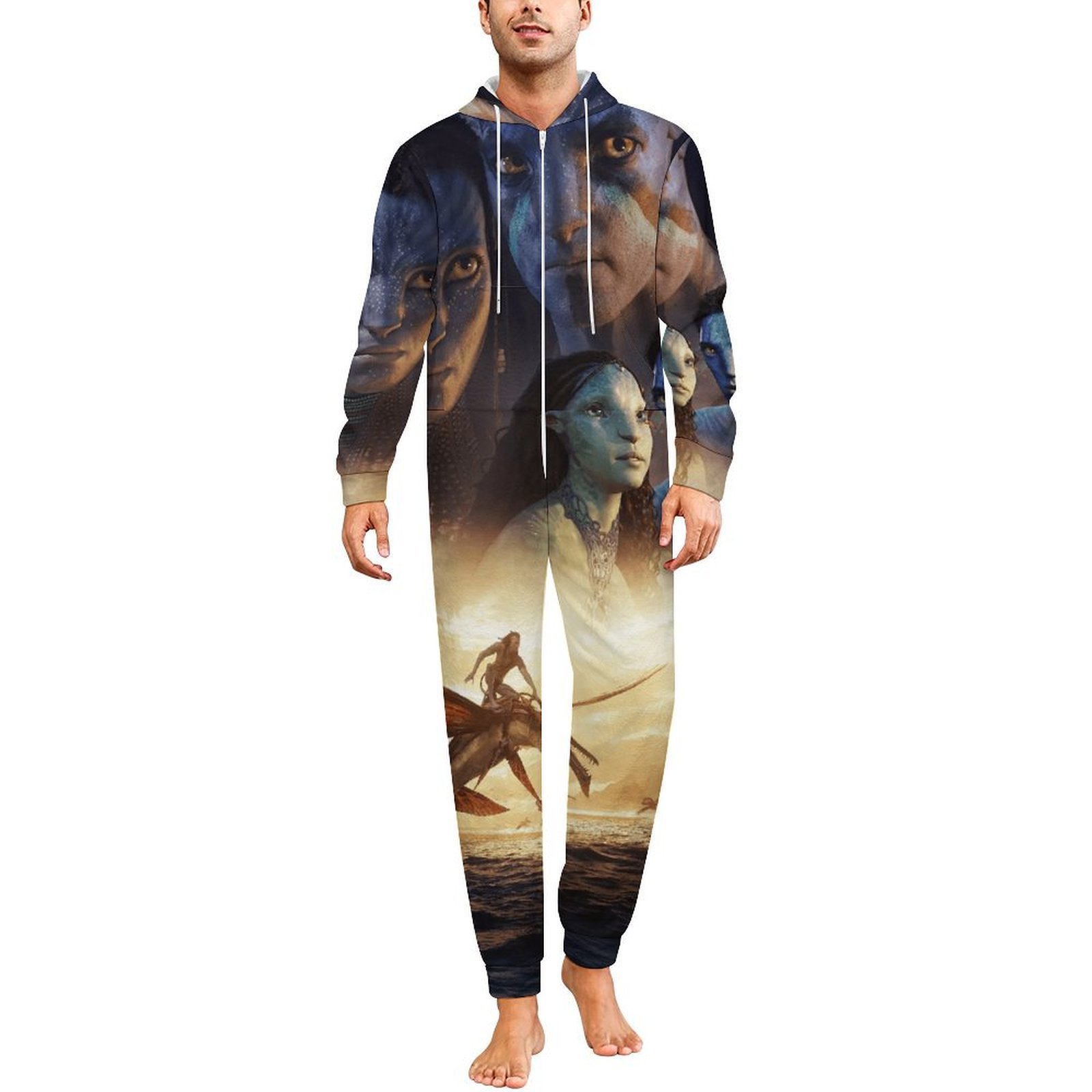 Avatar Unisex Onesie Pajamas Zipper Jumpsuit Hooded One Piece Sleepwear ...