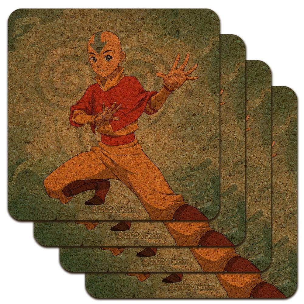 Avatar the Last Airbender Aang Low Profile Novelty Cork Coaster Set ...