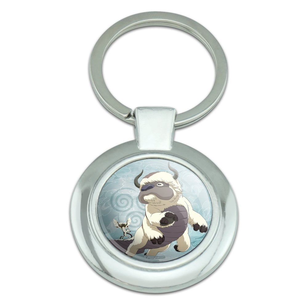 Avatar the Last Airbender Appa & Momo Keychain Classy Round Chrome ...