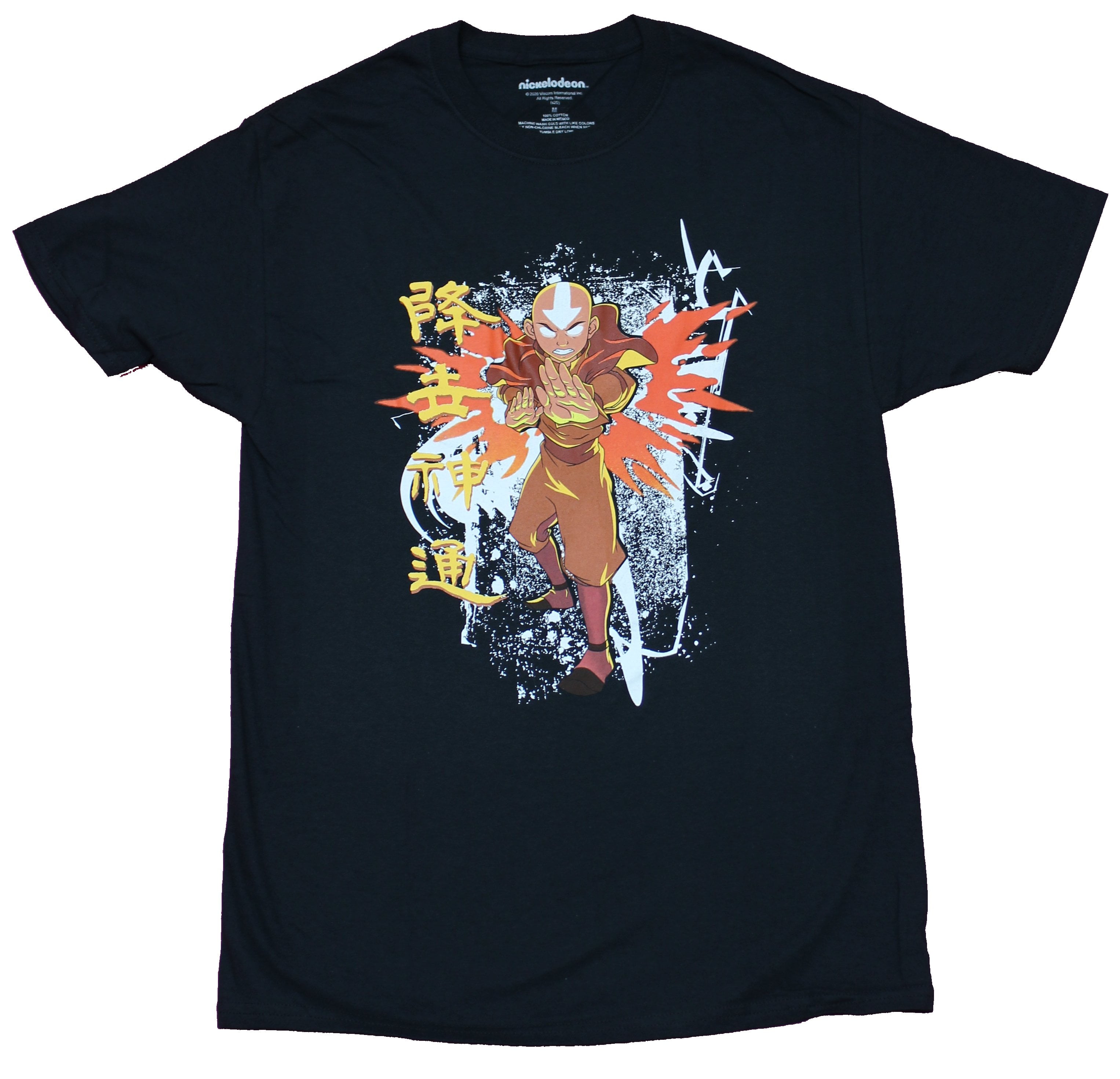 Avatar the Last Airbender Mens T-Shirt - Angry Aang Orange Flash Kanji ...
