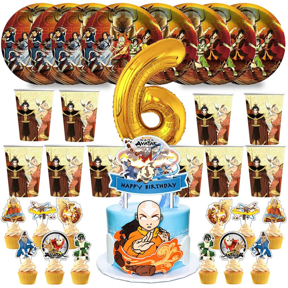 Avatar the last airbender Birthday 6th Cups Party Supplies Plates Fans ...