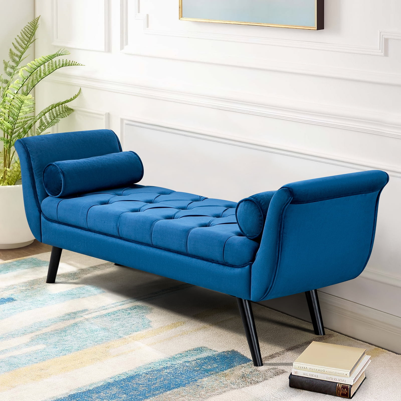 Avawing Tufted Ottoman Indoor Bench, Navy Blue - Walmart.com