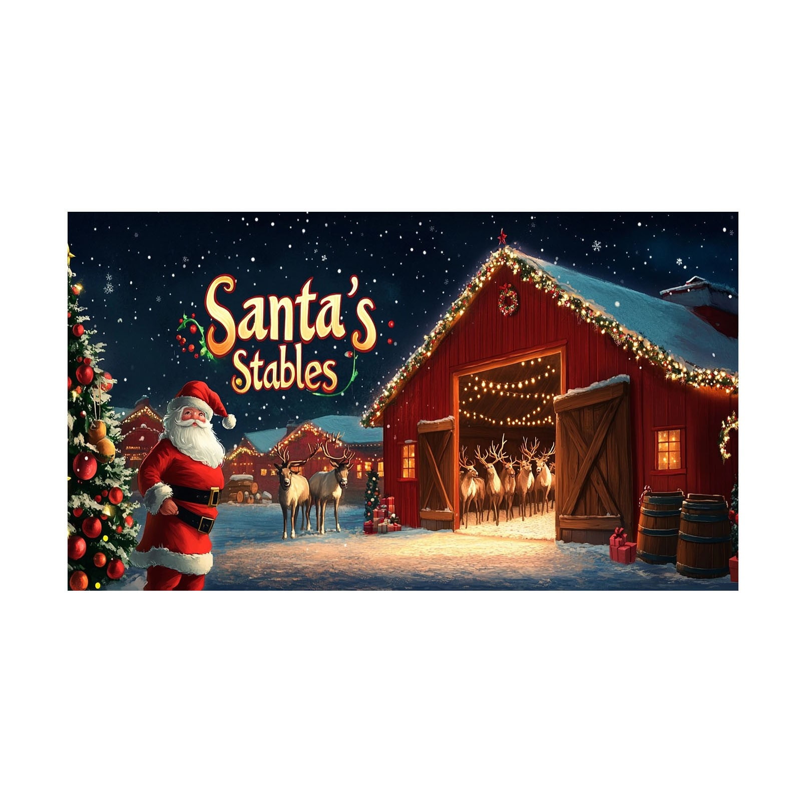 Avdjesfny 8x7 ft Christmas Banner Garage Door Decorations, Santa Door ...