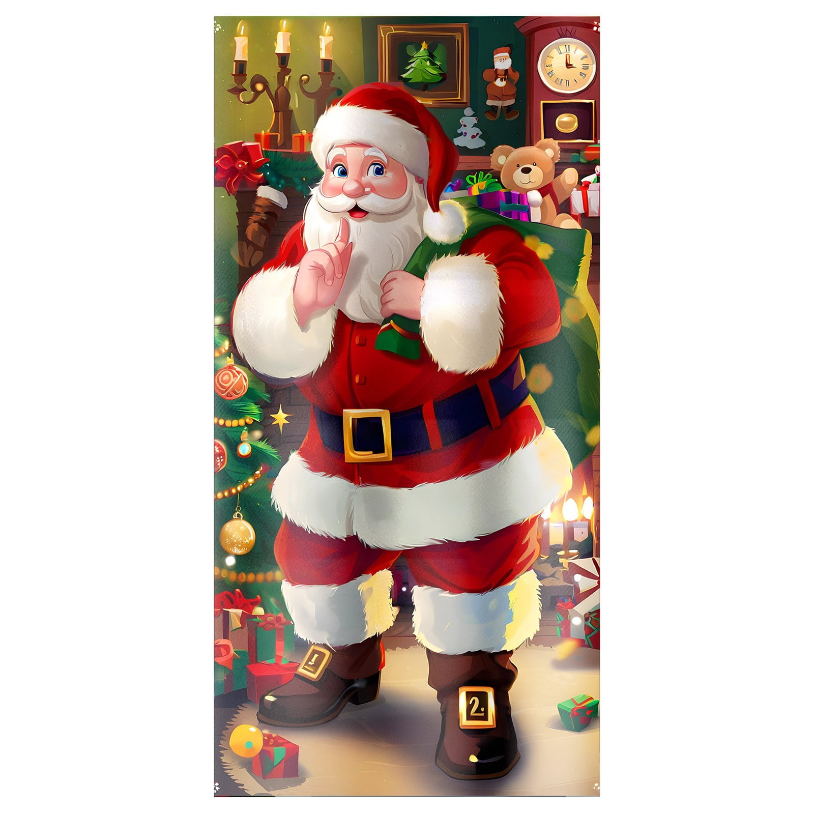 Avdjesfny Christmas Door Cover Decoration Santa Backdrop Xmas Door ...