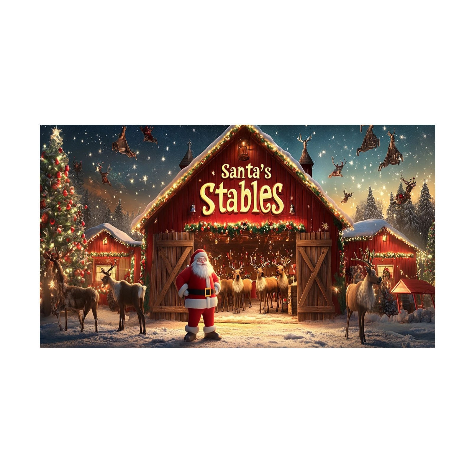 Avdjesfny 8x7 ft Christmas Banner Garage Door Decorations, Santa Door ...