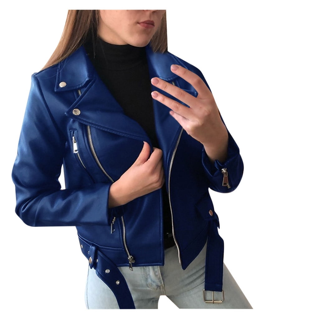 Avdjesfny Jacket for Women's Leather Cool Cropped Coat Fashion Fall ...