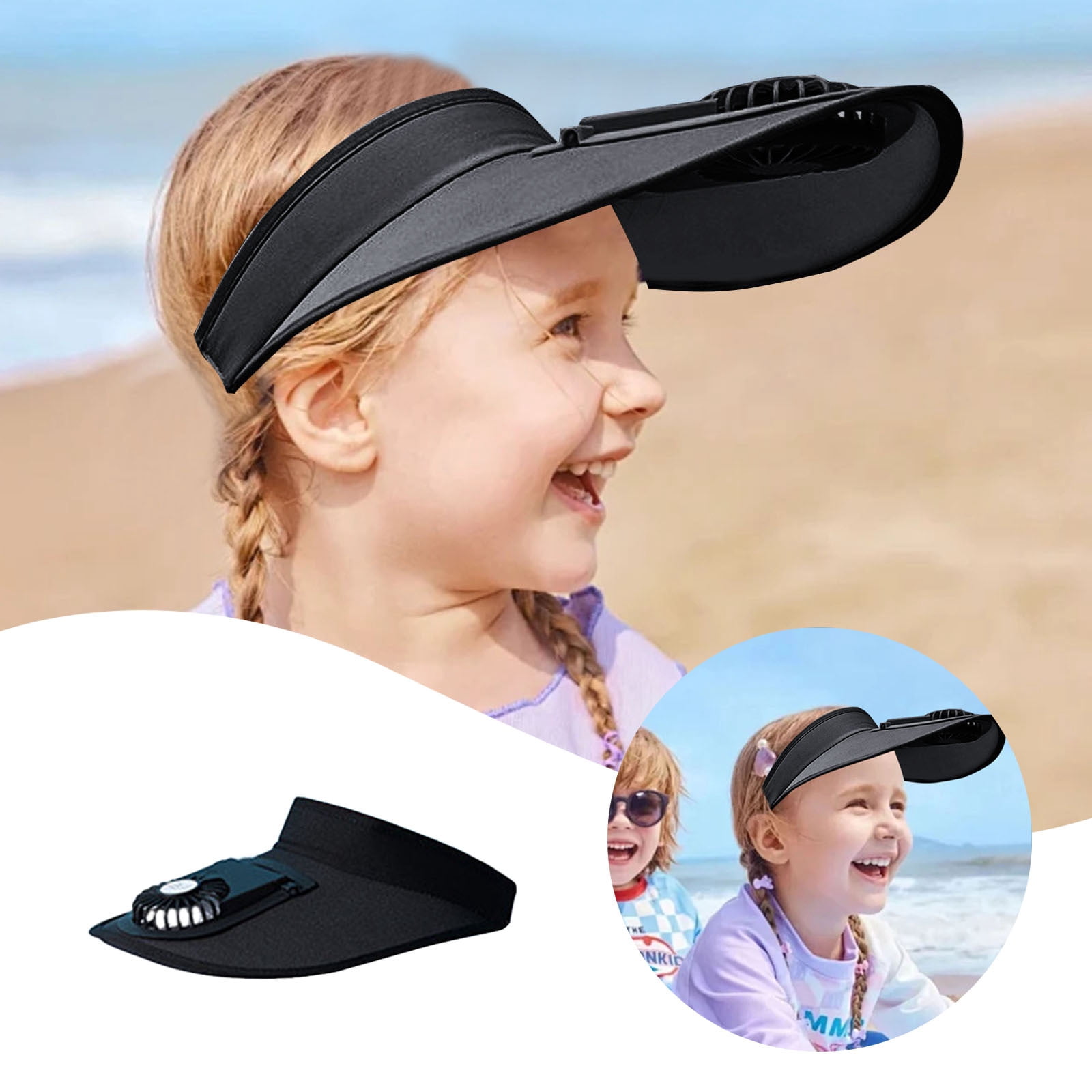 Avdjesfny Kids Sun Visor Hat with Built-in USB Charging Fan Boys Girls ...