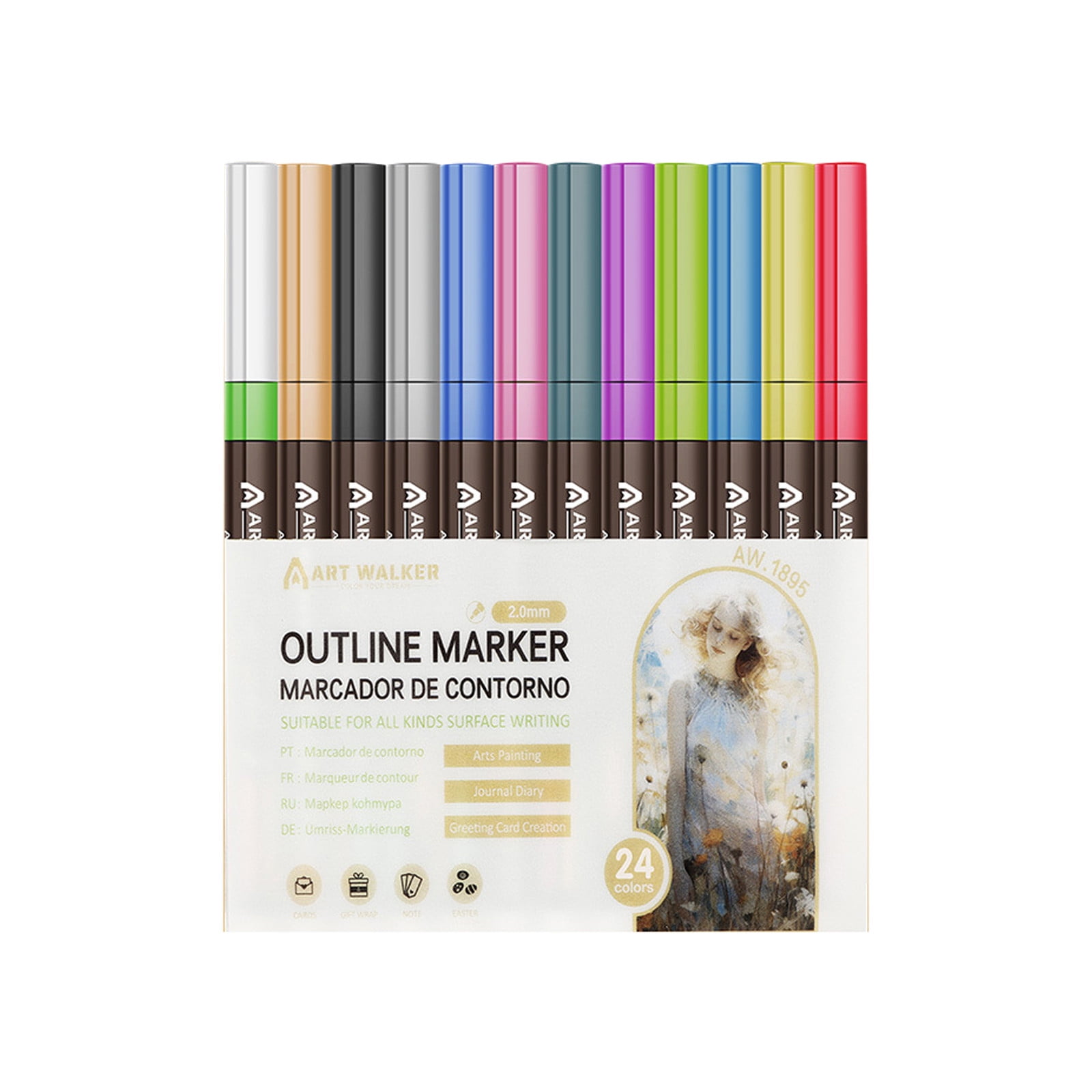 Avdjesfny Markers for Kids Ages 8-12 Shimmer Outline Markers, 24 Colors ...