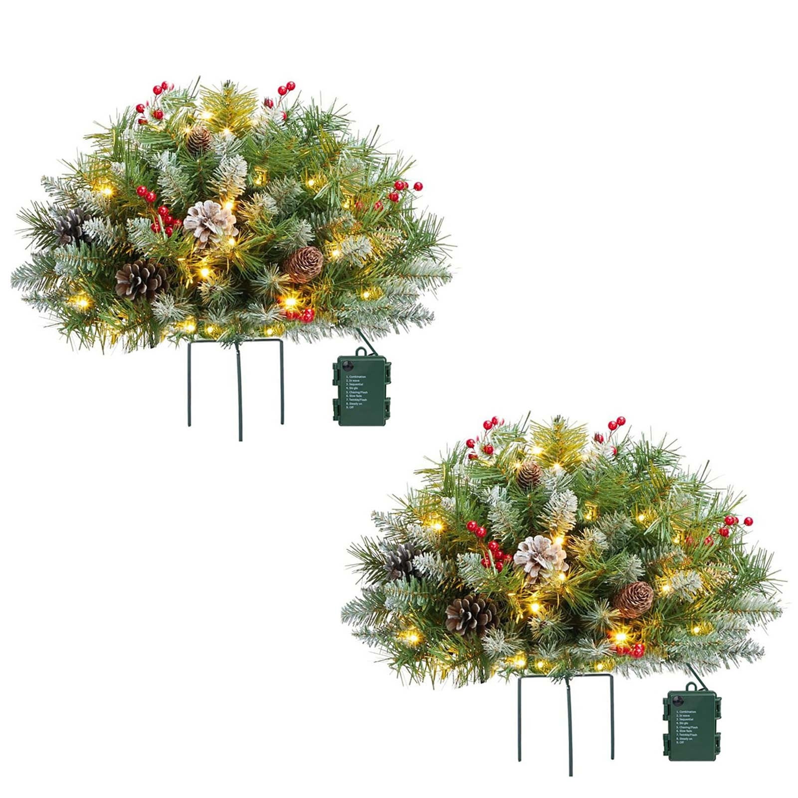 Avdjesfny Pre Lit Planter Christmas, Lighted Artificial Xmas Pine Trees ...