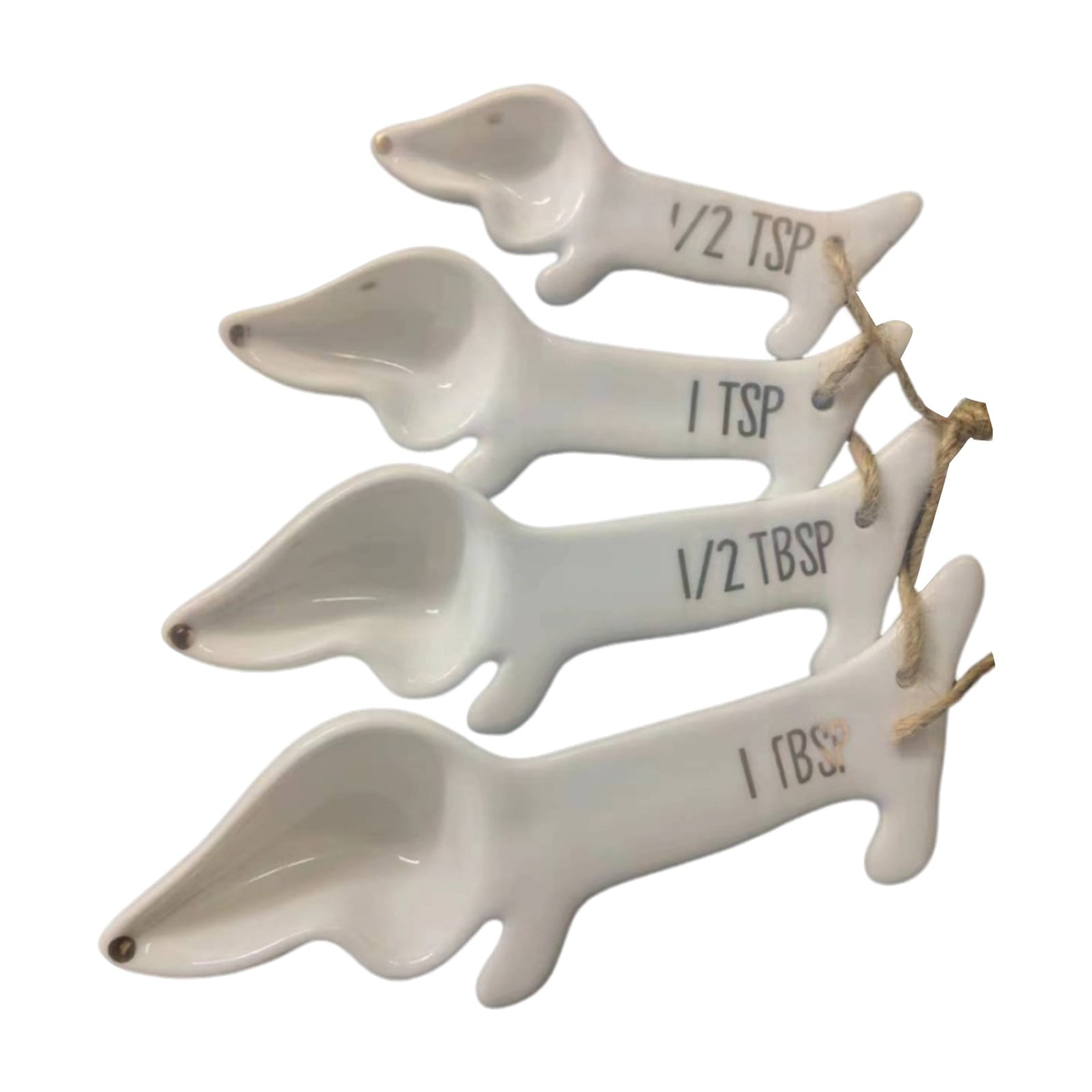 Avdjesfny White Ceramic Dog Themed Kitchen Measuring Cups and Spoons ...