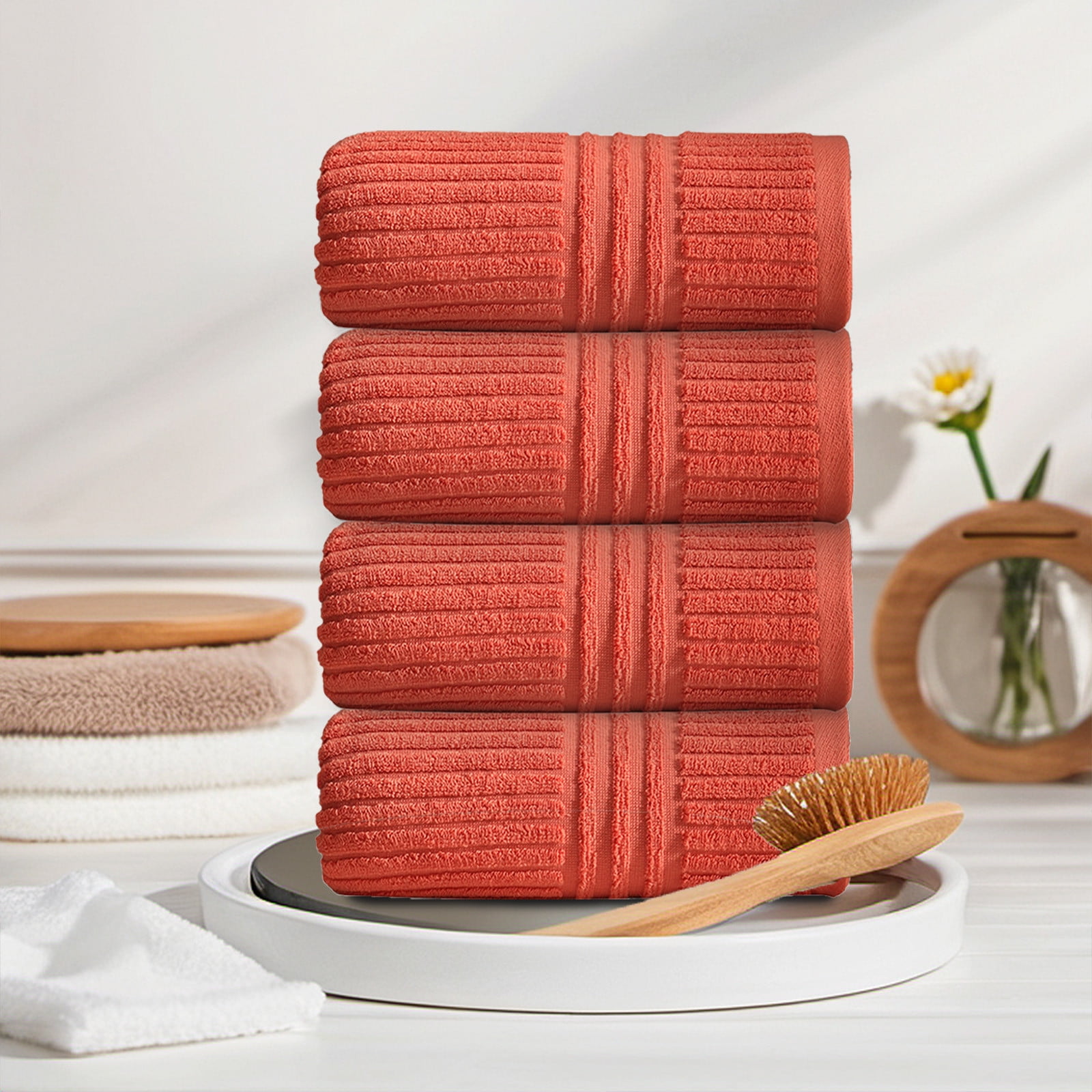 Avdolw 4 Pcs Bath Towels Set - Ultra Soft, Thick, Absorbent Cotton ...