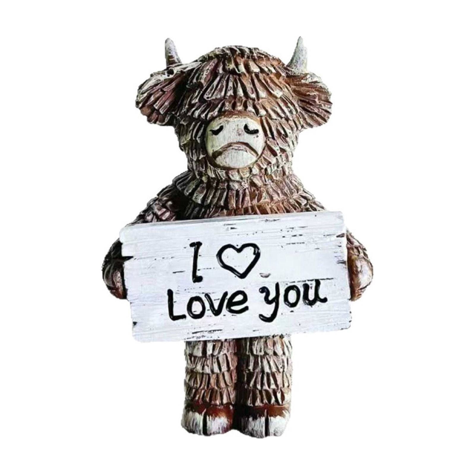 Avdolw Adorable Cow Figurine with I Love You Sign - Resin Desktop ...