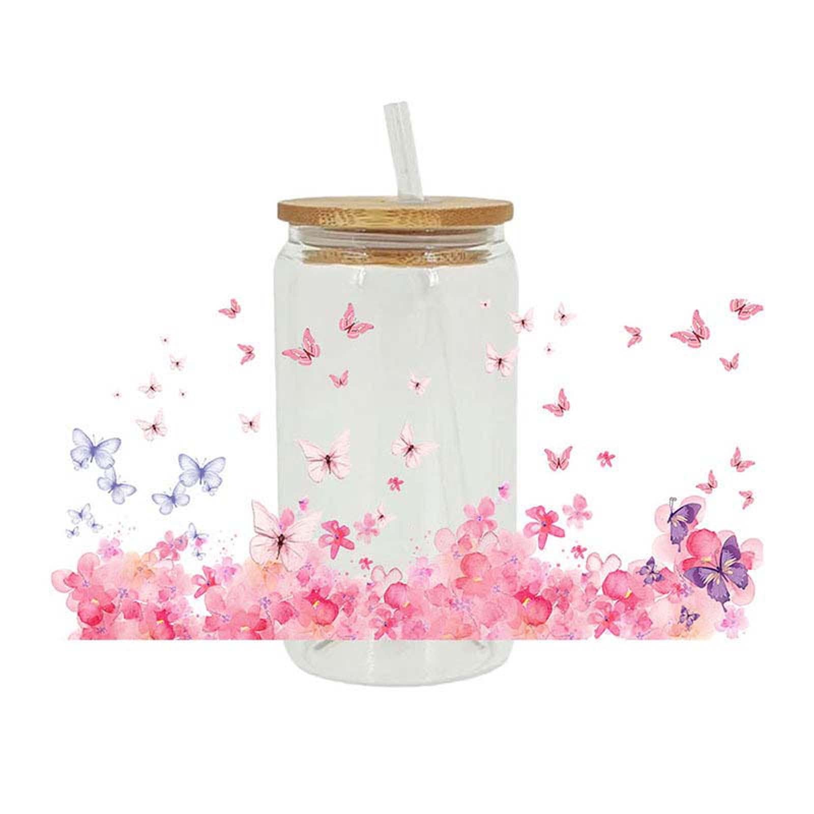 Avdolw Butterfly Iced Coffee Glass Beer Can Glass Color Changing Pastel ...