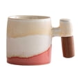 Avdolw Cute Ceramic Tea Cup with Wooden Grip Handle - Coarse Texture ...