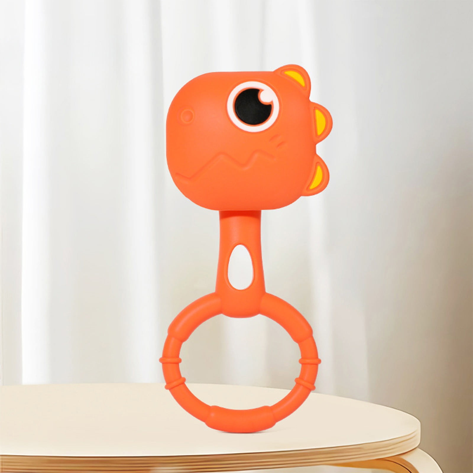 Avdolw Dinosaur-Shaped Silica Gel Teething Toy with Soothing Rattle for ...