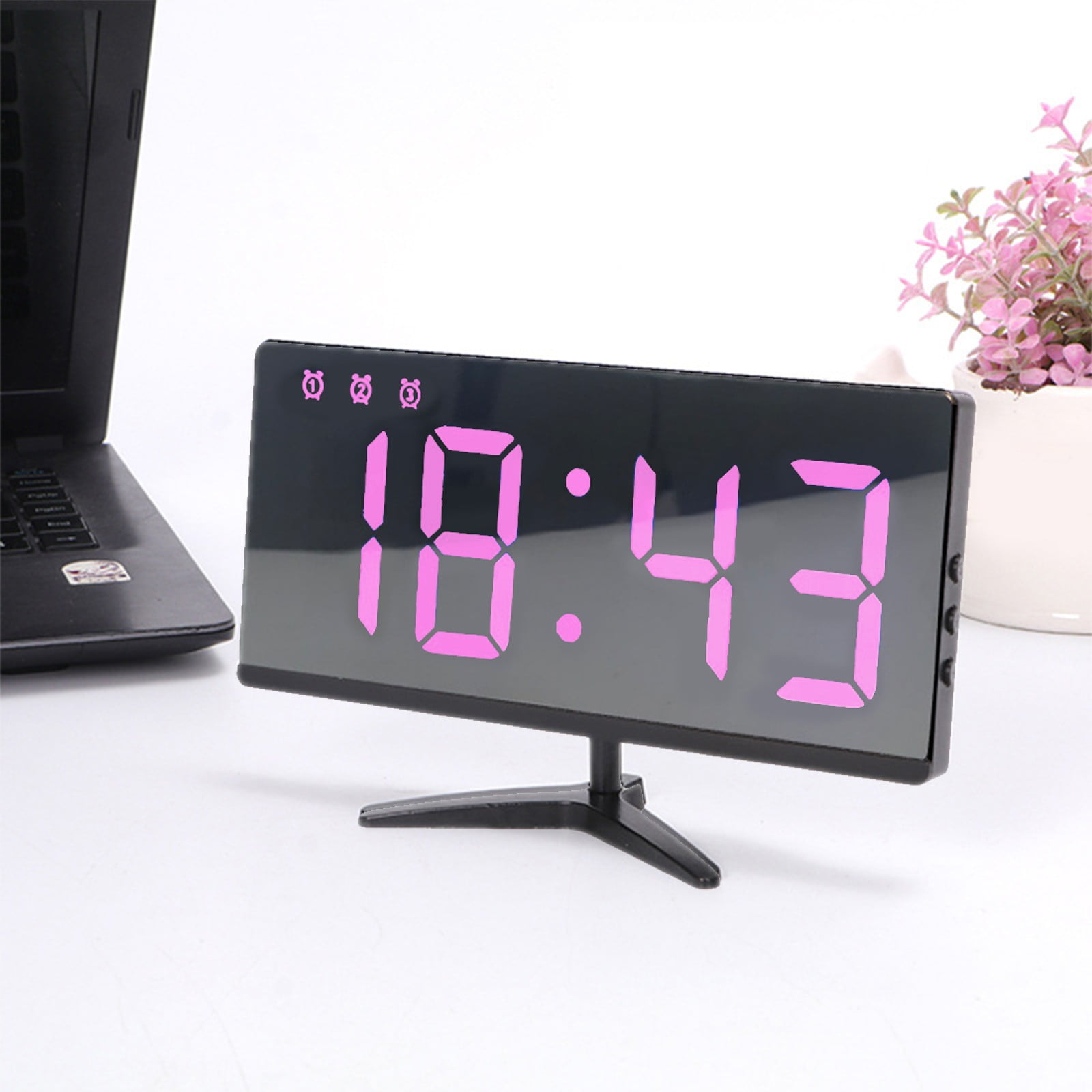 Avdolw Fashionable Mirror Alarm Clock - Multi-Functional LED Clock, USB ...