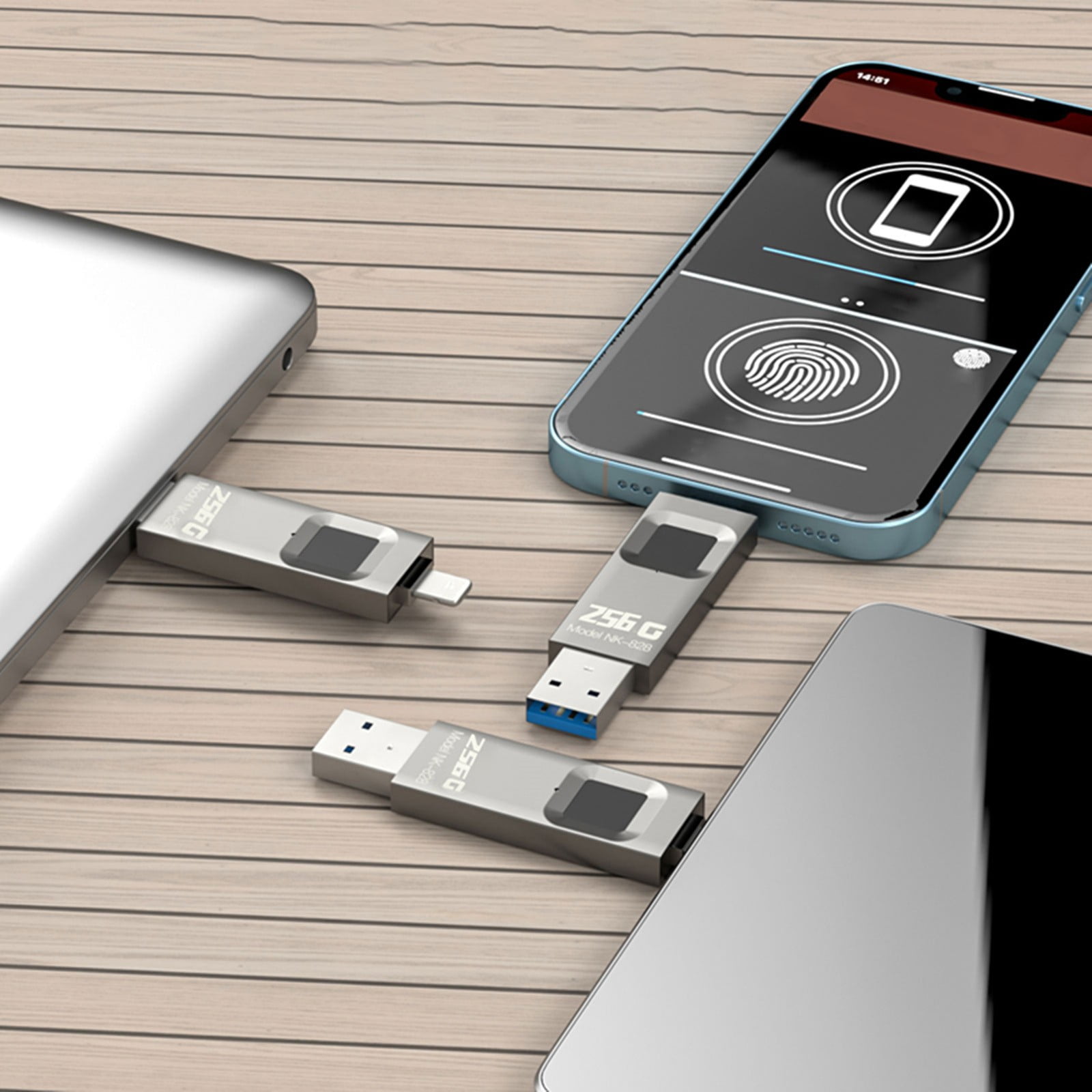 Avdolw Fingerprint-Encrypted USB Flash Drive with Dual Interface and ...