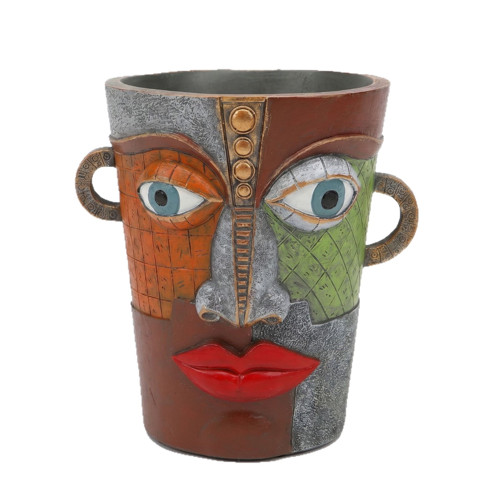 Avdolw Modern Abstract Face Shaped Resin Flower Pot, Weather Resistant ...