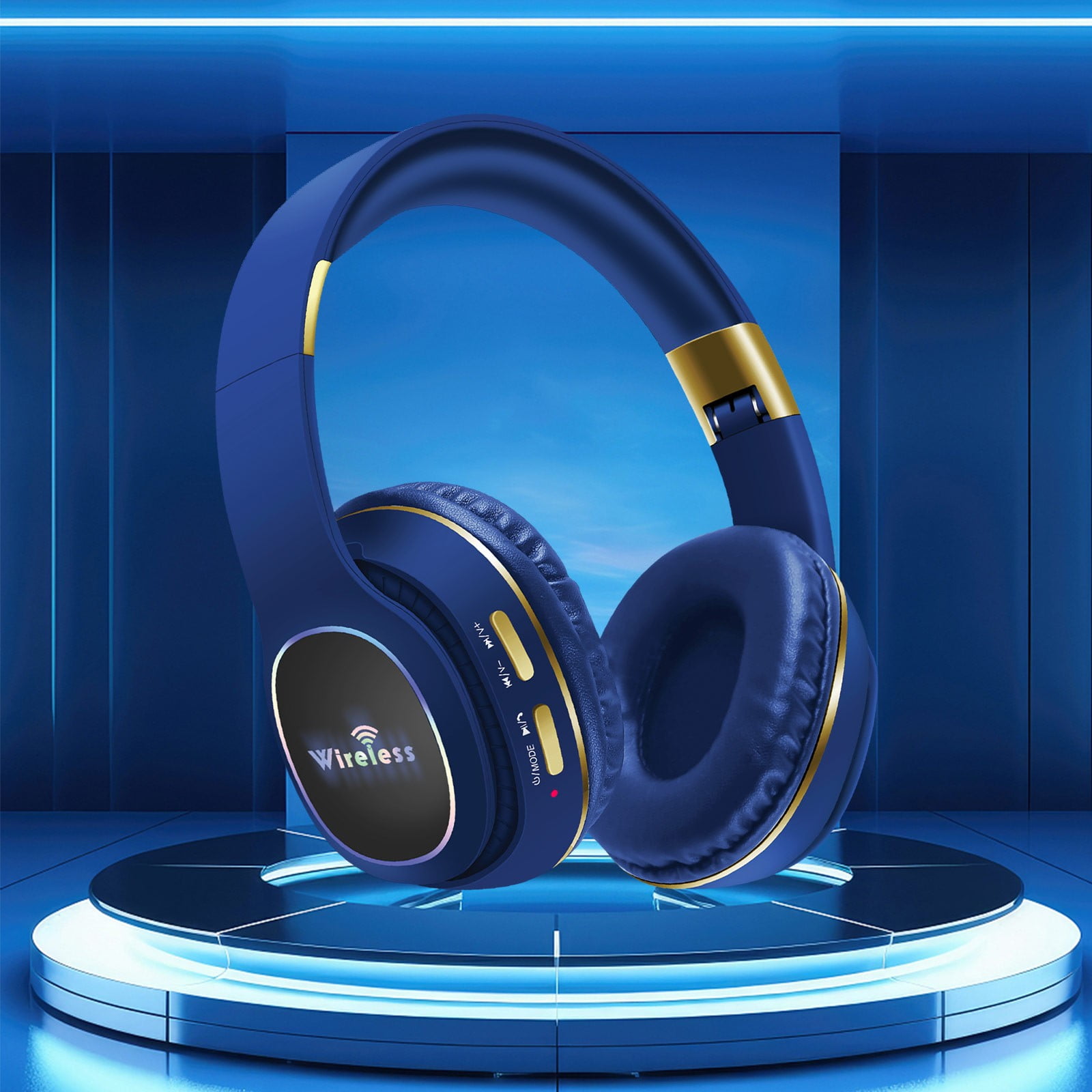 Avdolw Multi-Function Wireless Bluetooth Headphones with Subwoofer, LED ...