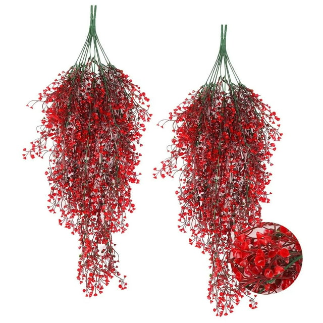 Avdolw Realistic Simulation Green Plant Rattan Artificial Flower Wall Hanging Home Decoration ...