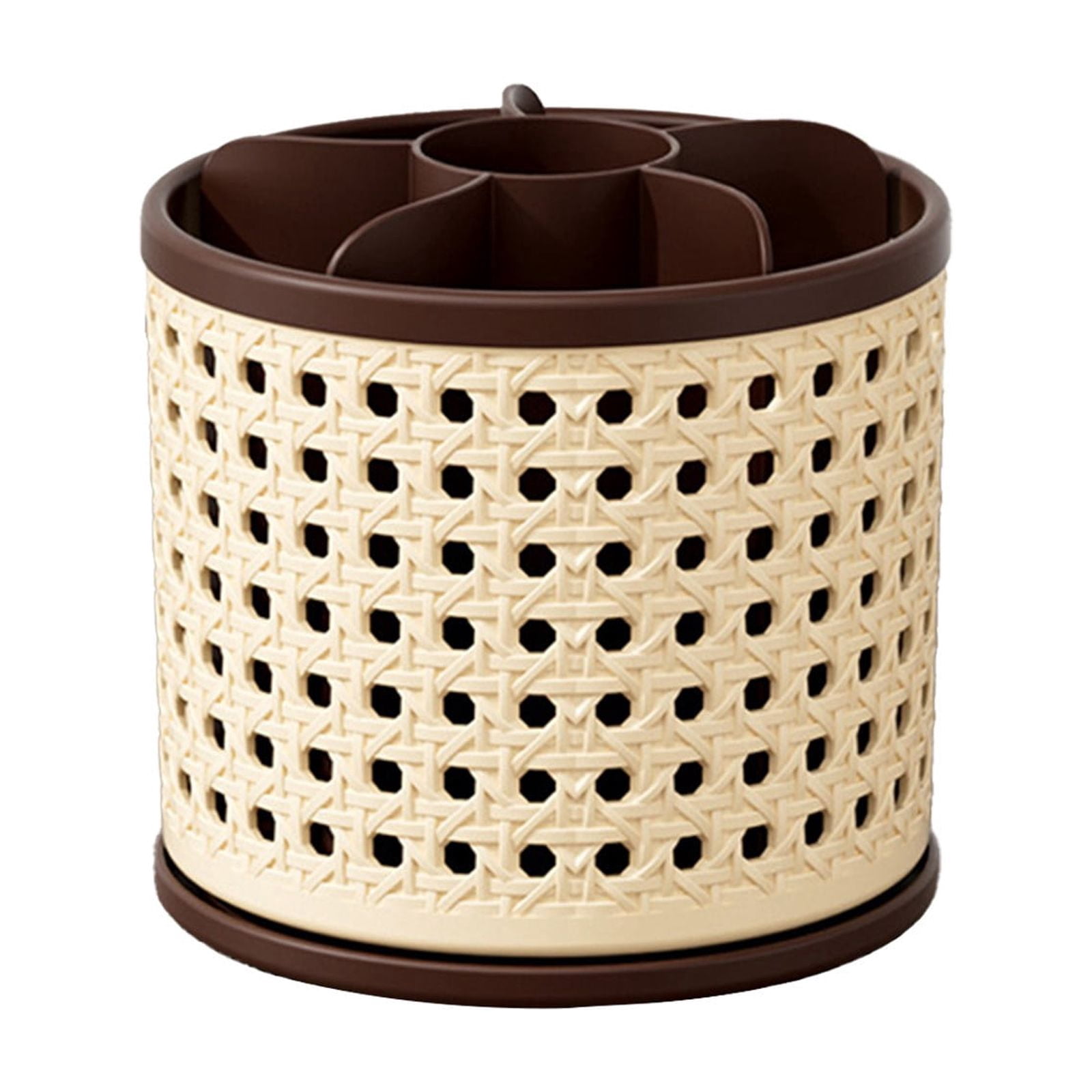 Avdolw Rotatable Rattan Pattern Makeup Organizer Multi Grid Plastic ...
