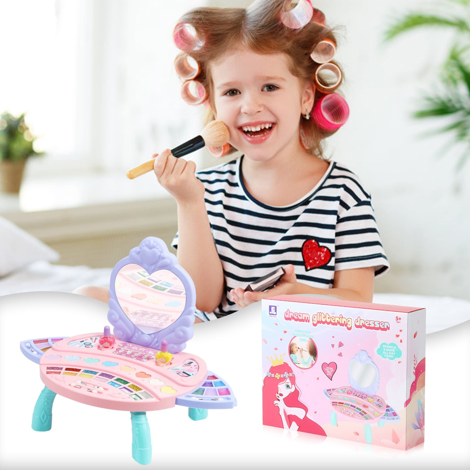 Avdolw Safe Material Girls' Makeup Vanity Table with Washable Cosmetics ...