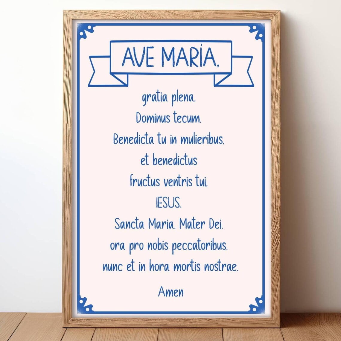 Ave María Latin Prayer, Catholic Home Wall Art Decor #3000, Stretched ...