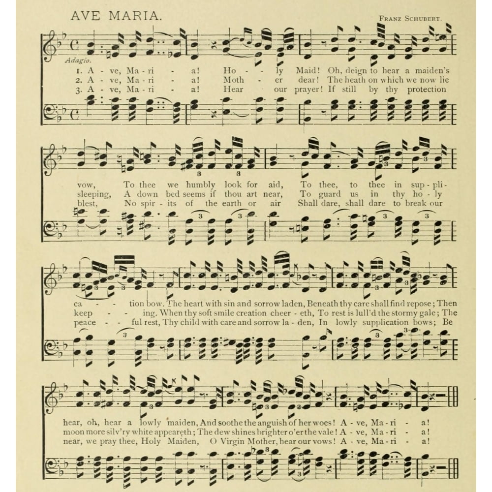 Ave Maria Franz Schubert Christmas in Song and Story 1891 Poster Print ...