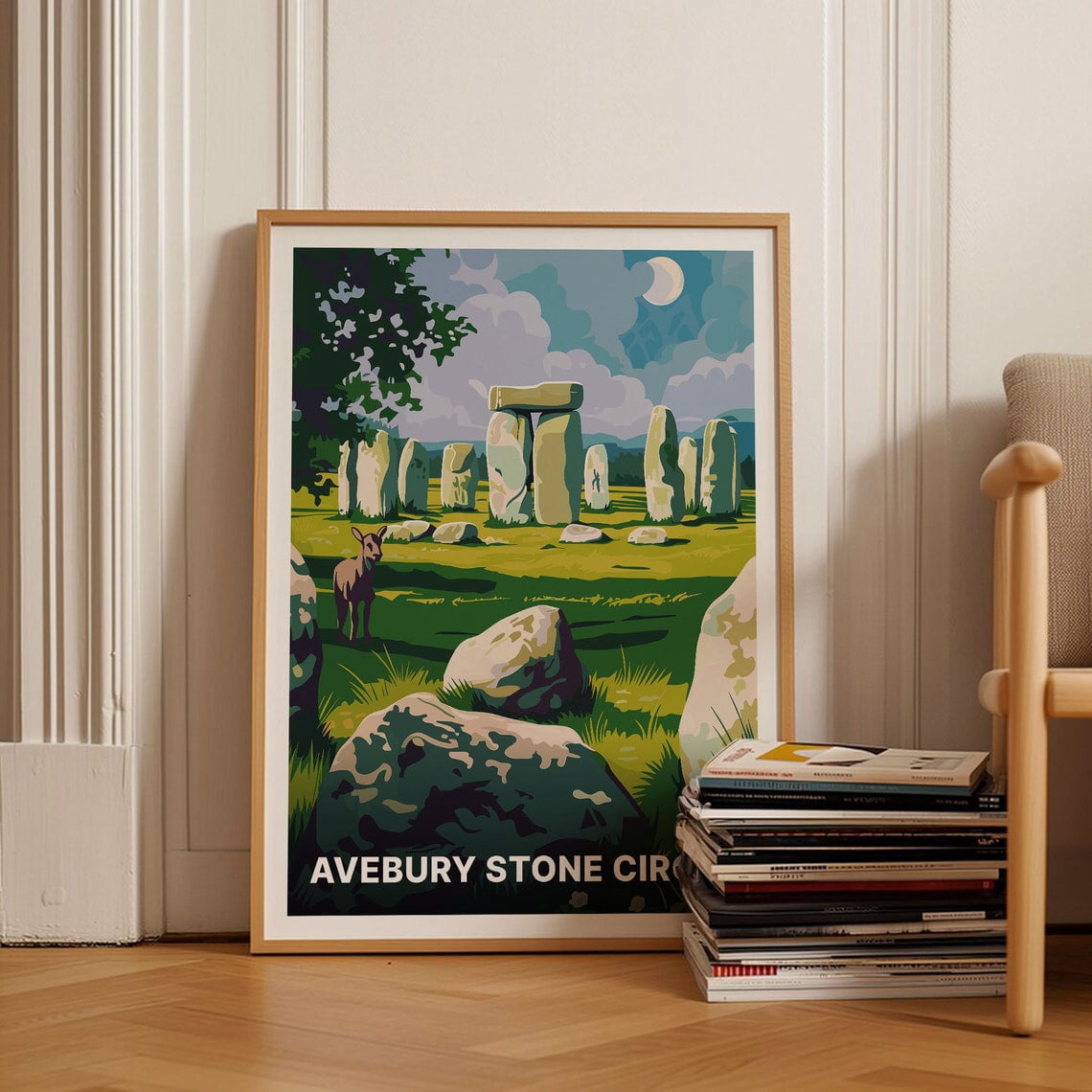 Avebury Stone Circle Travel Poster, Neolithic Monument Art, Retro Wall ...