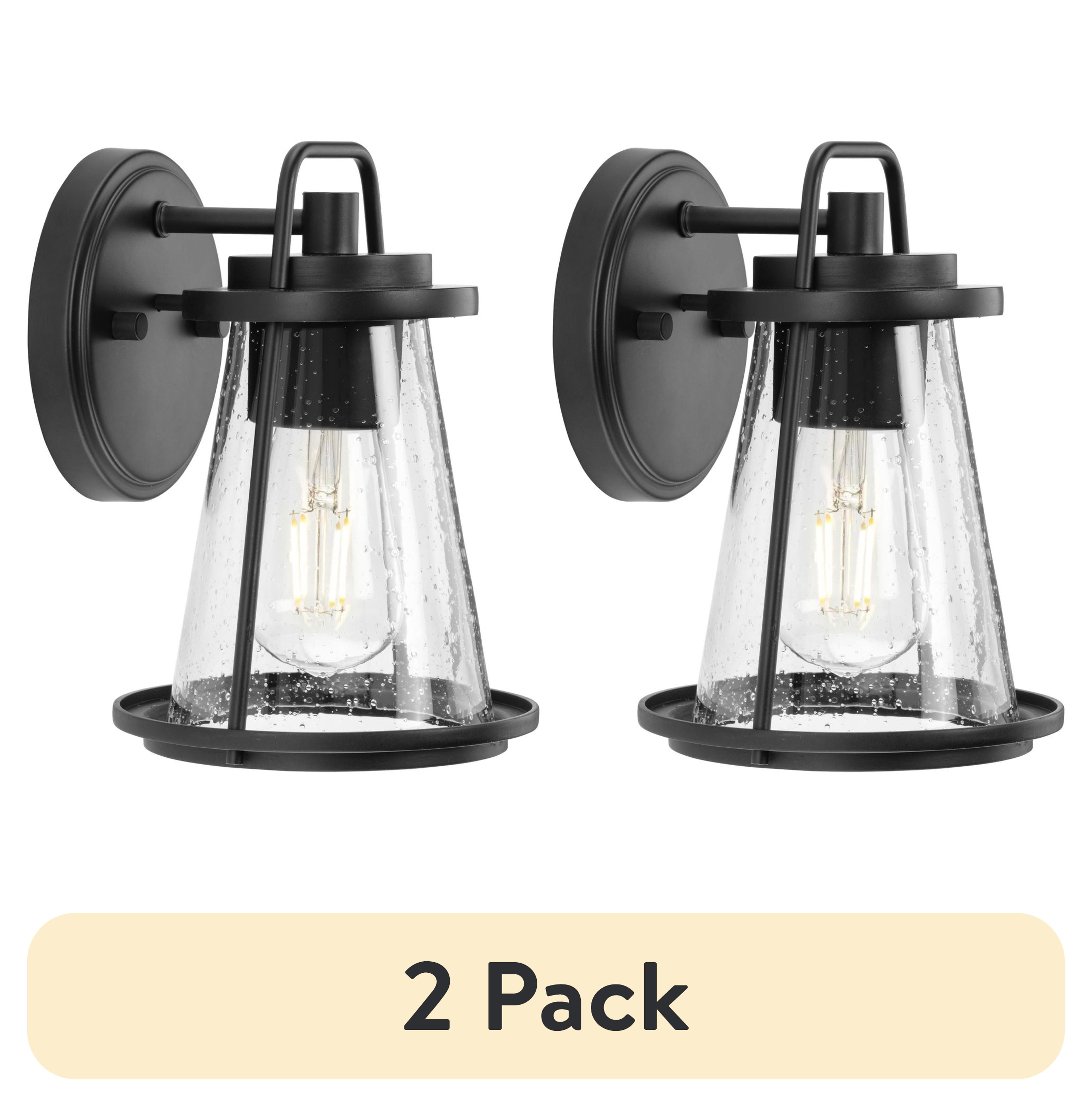 (2 pack) Avec Clifford Collection Modern Craftsman Matte Black Outdoor ...