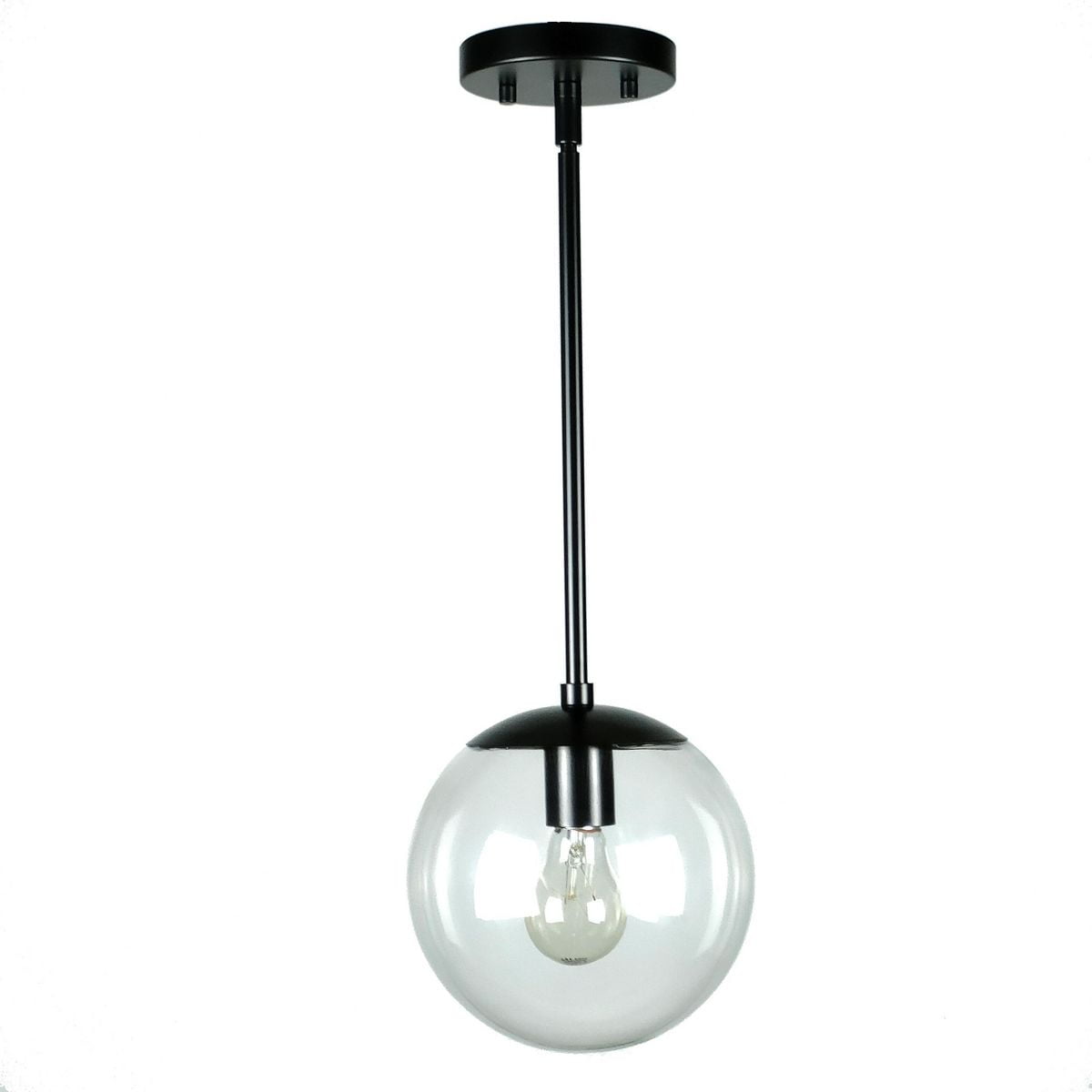 Avec Merrit Collection Modern Matte Black Pendant Light with Clear ...