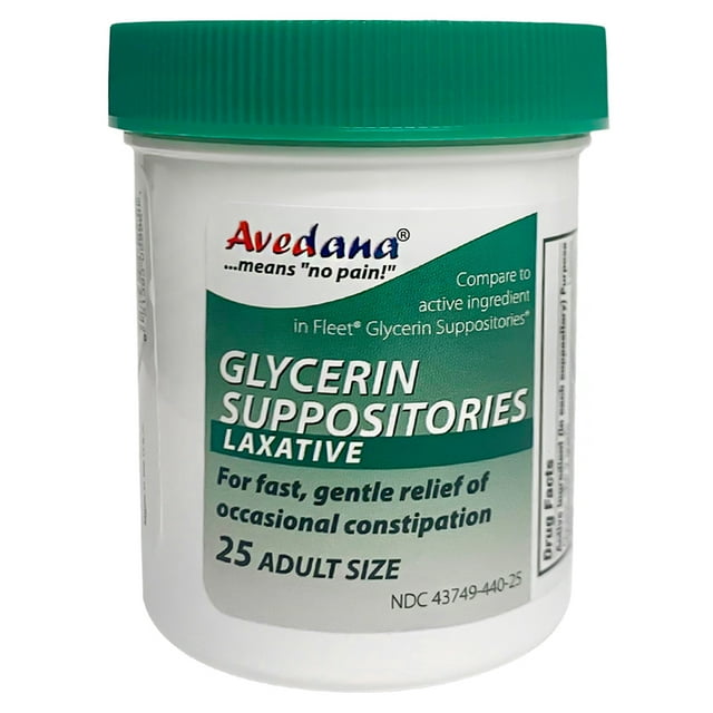 Avedana Glycerin Suppositories 25ct Adult Size Laxative Suppositories ...