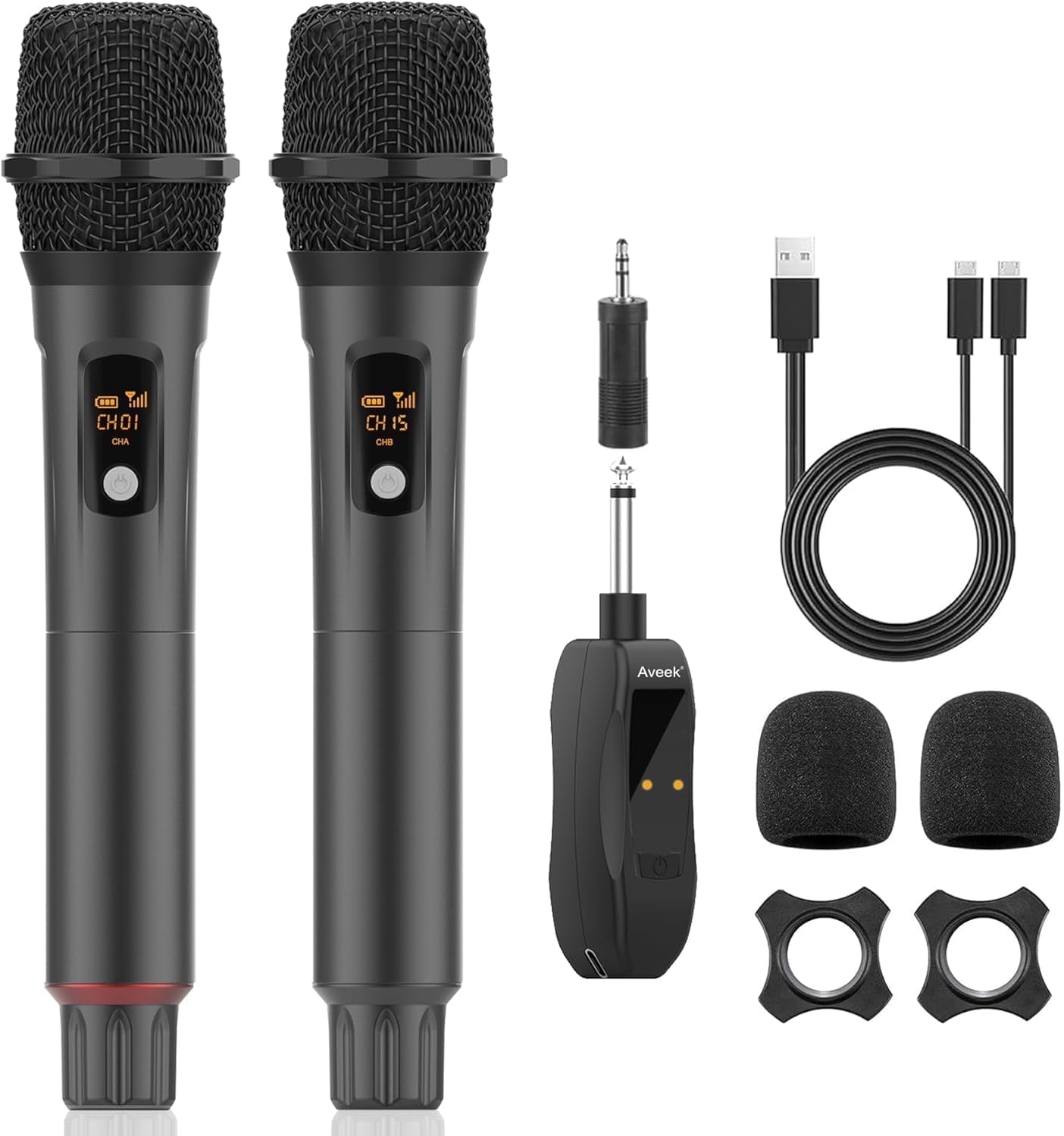 Aveek Wireless Microphone for Karaoke, 2.4GHz Professional Handheld ...