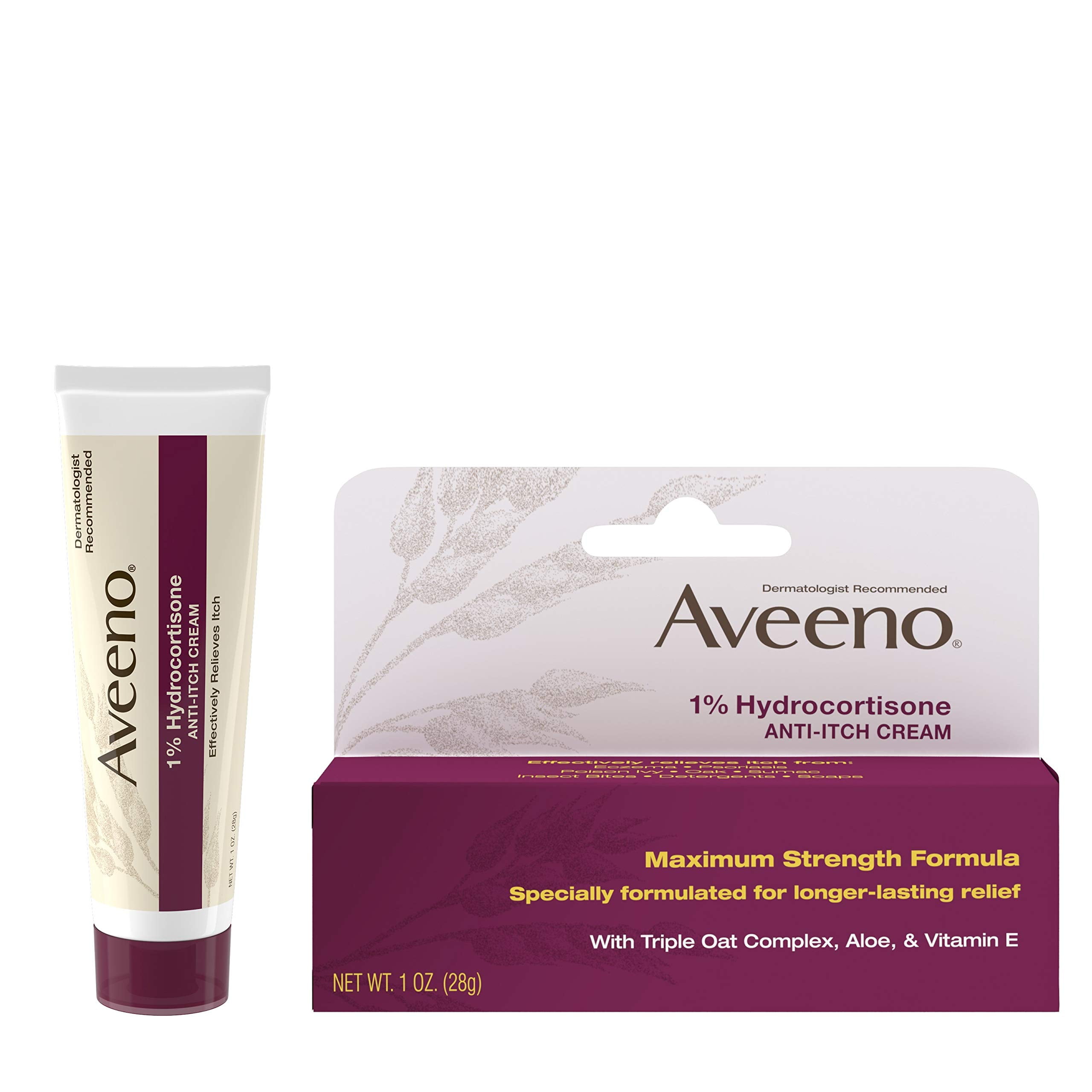 Aveeno 1% Hydrocortisone Anti Itch Cream - Experience Maximum Strength ...