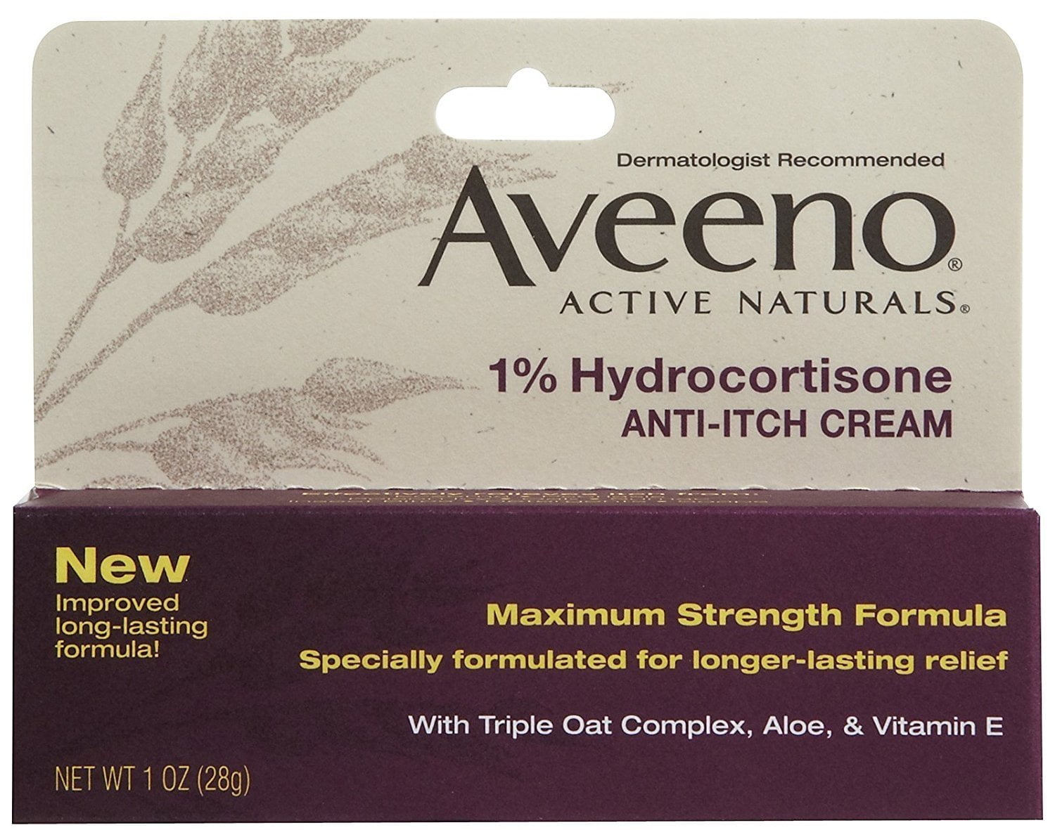 Aveeno Anti-Itch Cream, 1% Hydrocortisone, Maximum Strength for Eczema ...