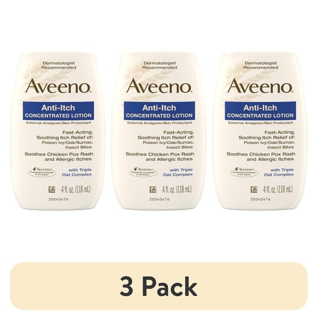 (3 pack) Aveeno Anti-Itch Concentrated Lotion with Calamine and Triple ...