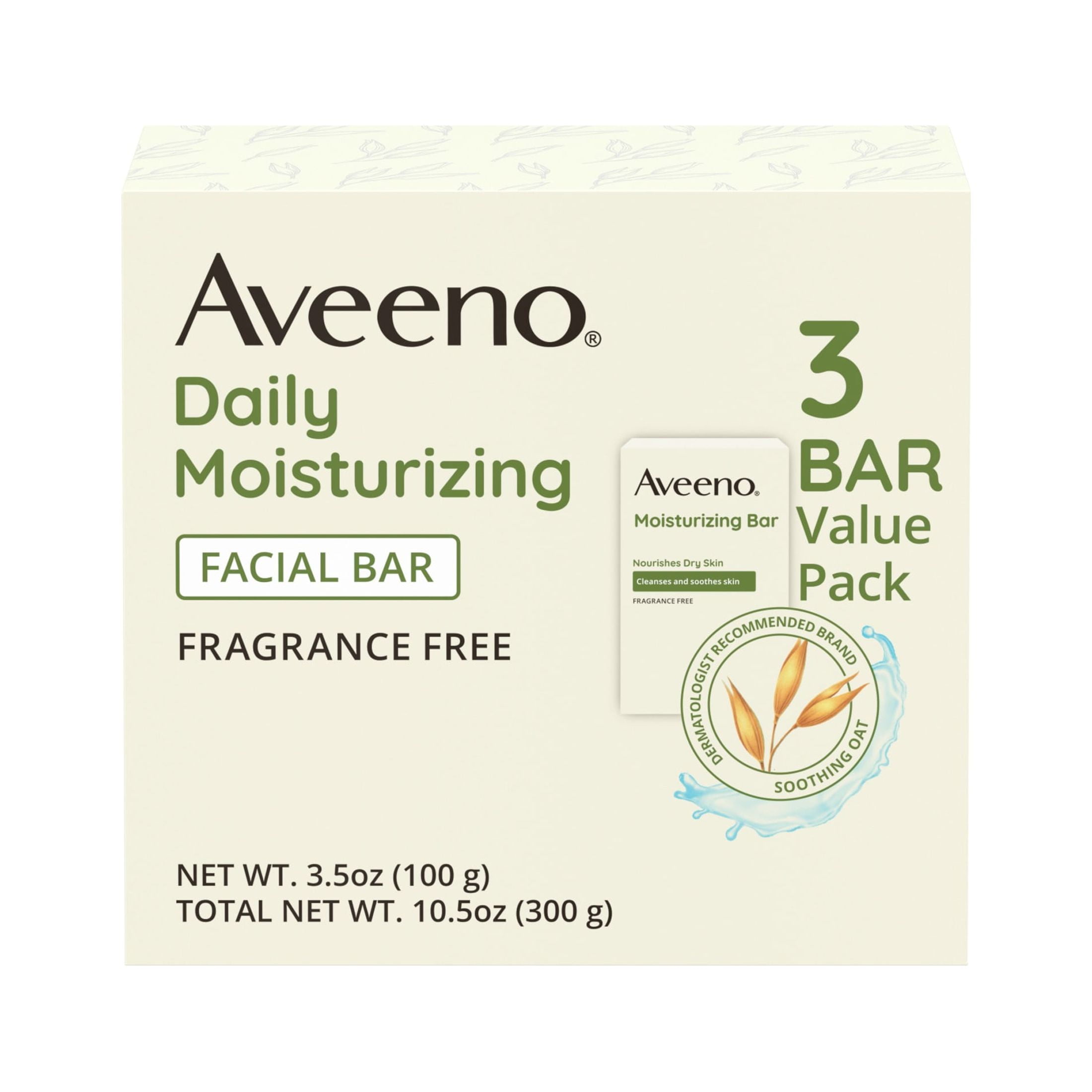 Aveeno Daily Moisturizing Facial Cleanser Bar, Face Wash for Dry Skin ...