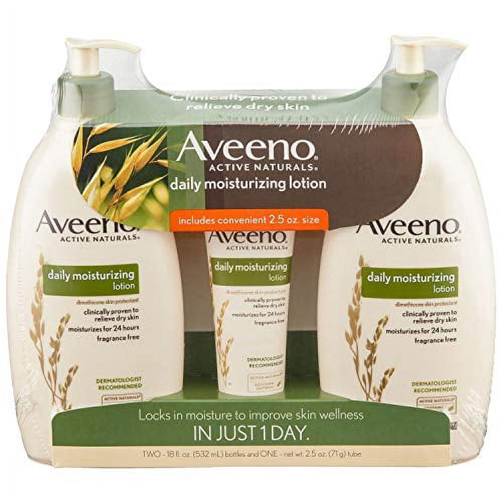 Aveeno Daily Moisturizing Lotion (18 fl. oz., 2 pk. with 2.5 oz. Tube ...