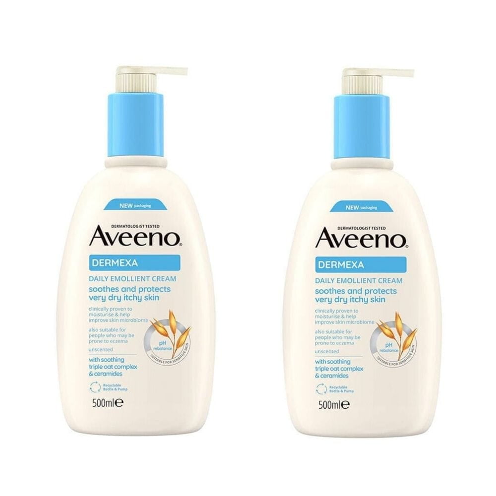 Aveeno Dermexa Daily Emollient Cream 500 ml, 2 Pack, Soothing Triple ...