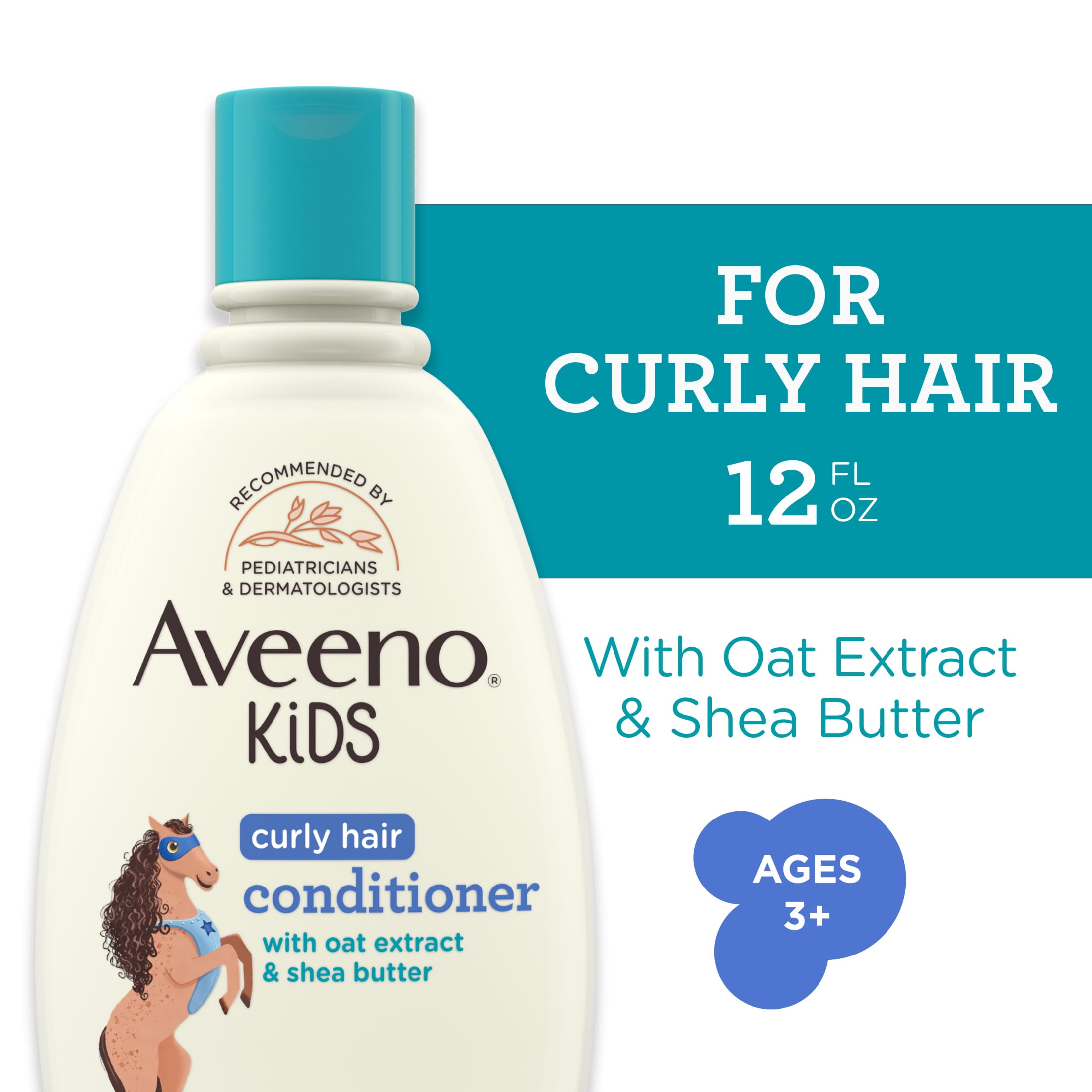 Aveeno Kids Curly Hair Conditioner, Tear Free Curl Hair Products, 12 fl ...