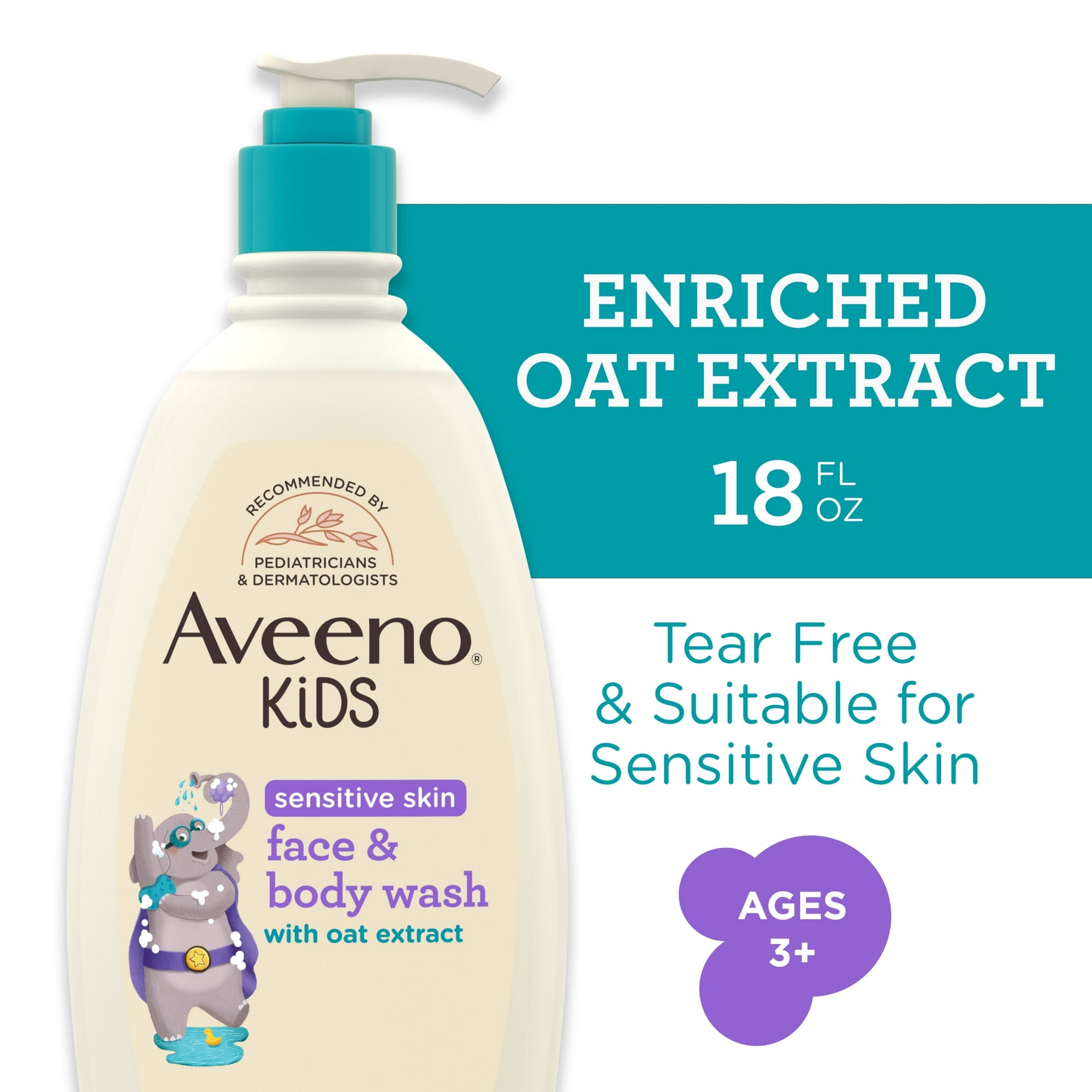 Aveeno Kids Gentle Face and Body Wash for Sensitive Skin, 18 fl oz ...