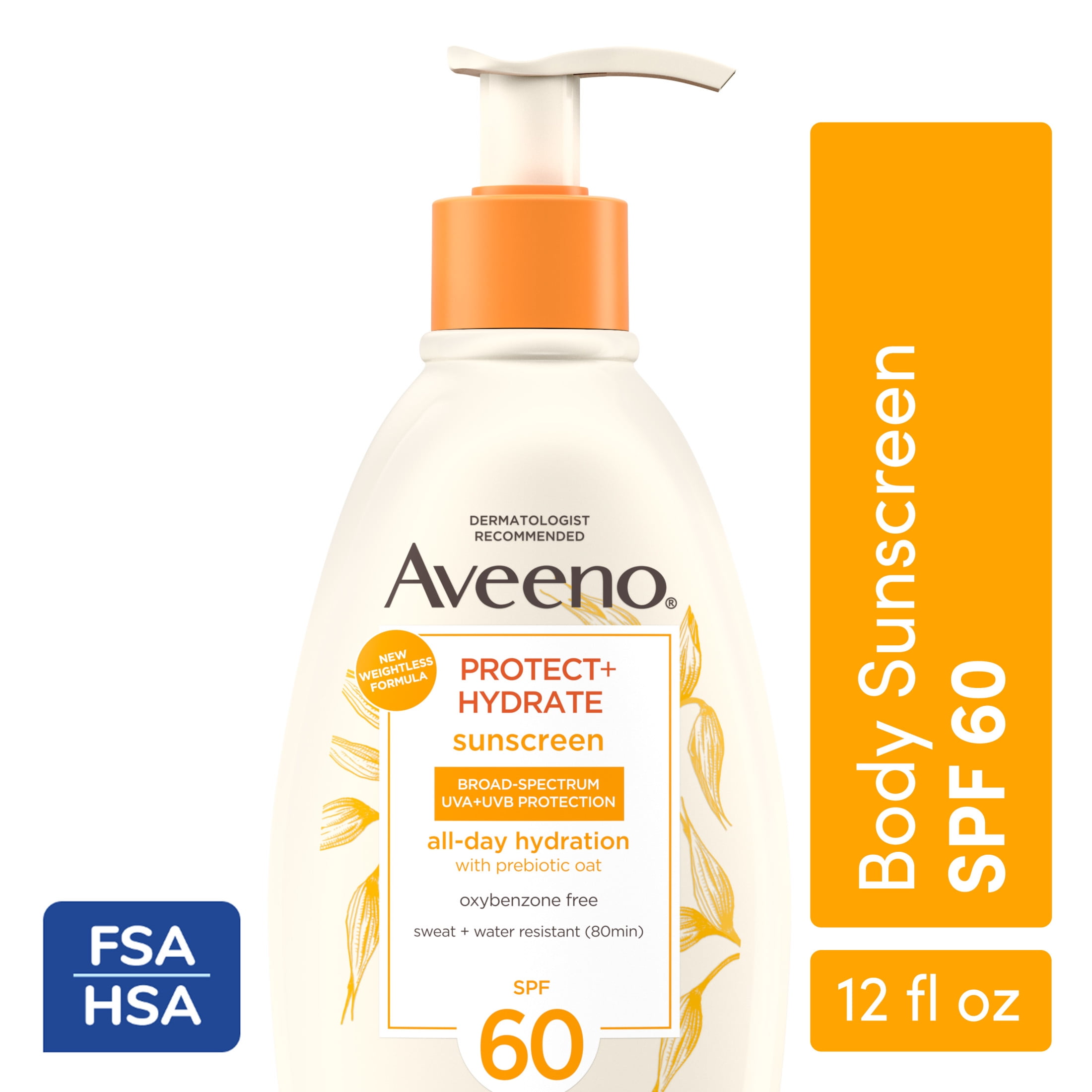 Aveeno Protect + Hydrate Body Sunscreen Lotion, SPF 60, 12.0 fl. oz ...