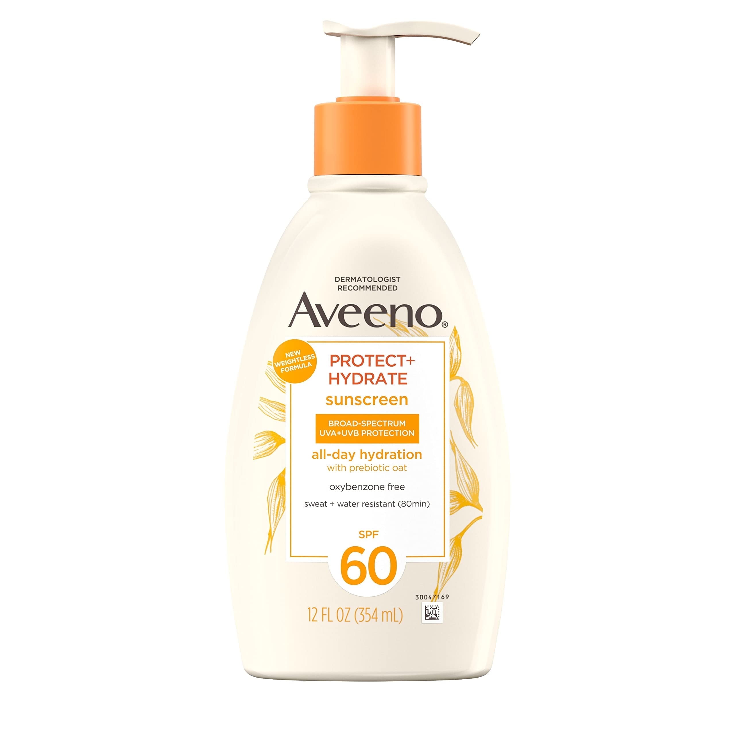 Aveeno SPF 60 Body Sunscreen Lotion, Protect + Hydrate, for Sensitive ...